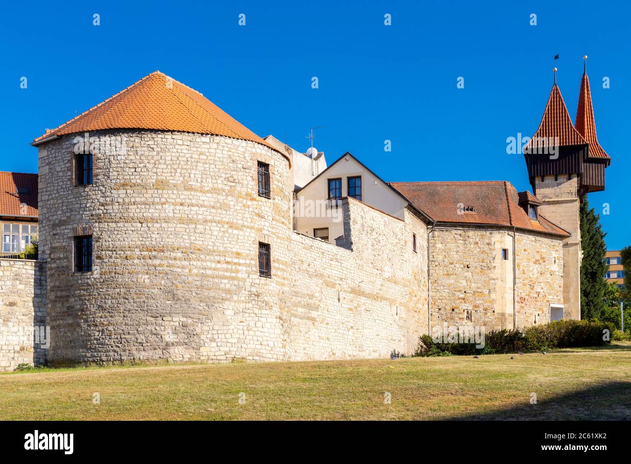 Gothic Zatec gate and medieval fortification in Louny, Czech republic ...