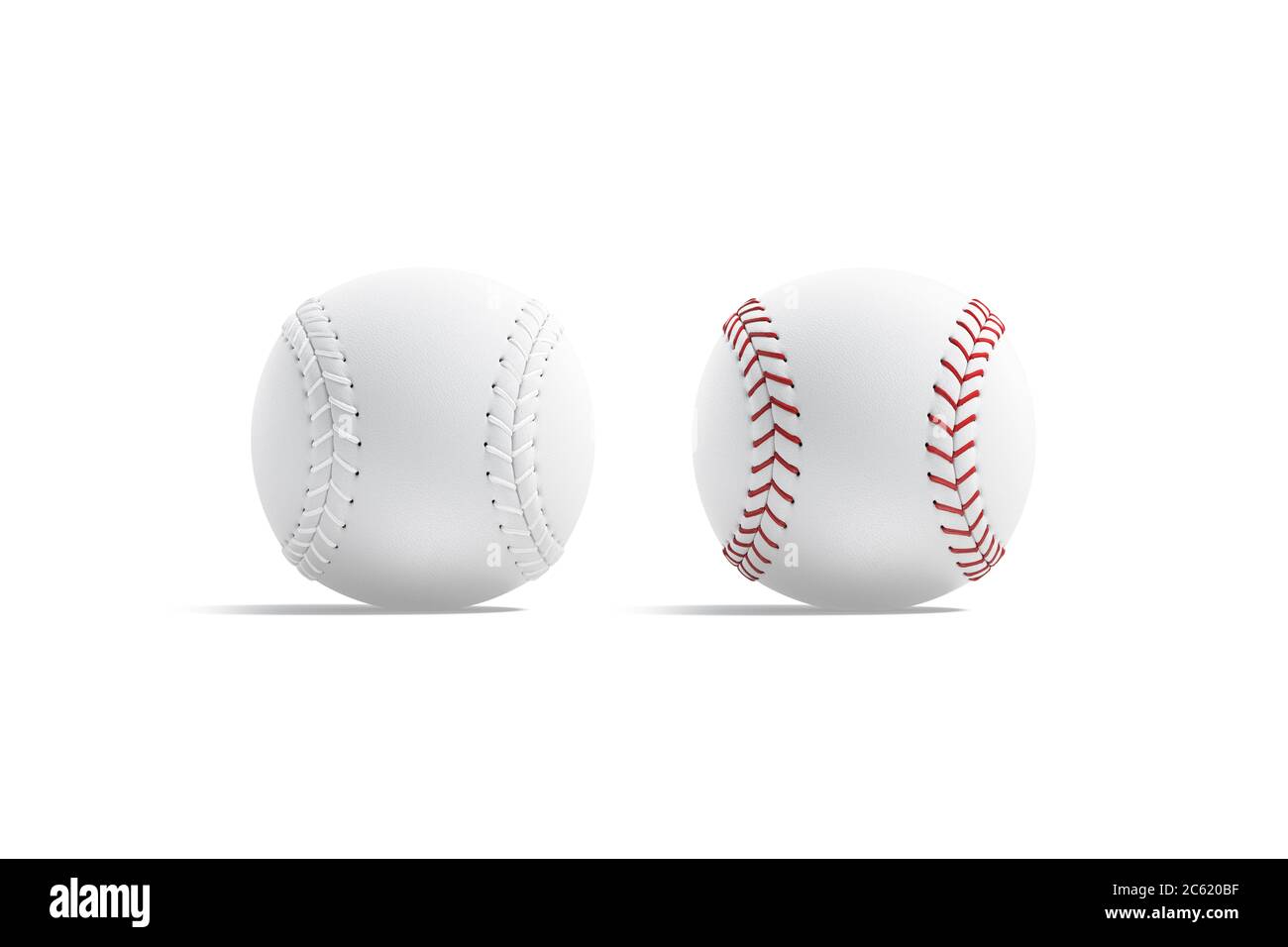 Blank white baseball ball with red seam mockup, front view Stock Photo ...