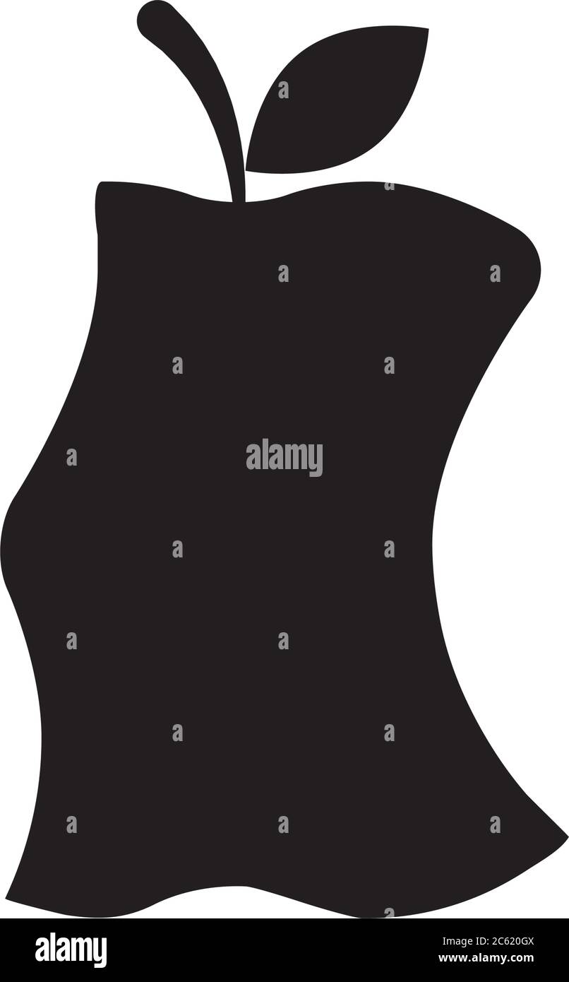 bitten apple icon over white background, silhouette style, vector ...