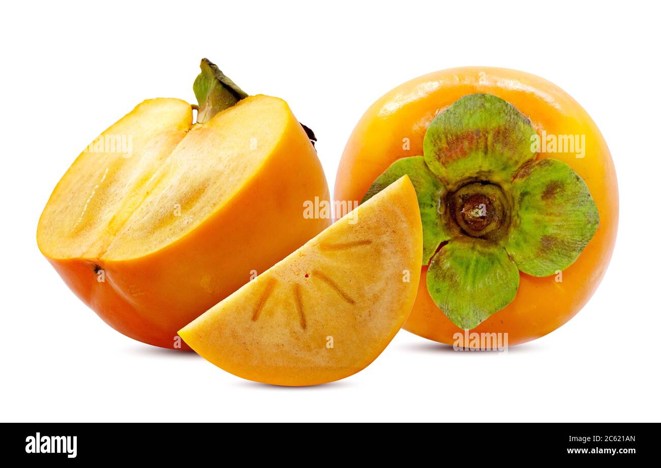 Fresh Persimmon fruit isolated on white background Stock Photo - Alamy