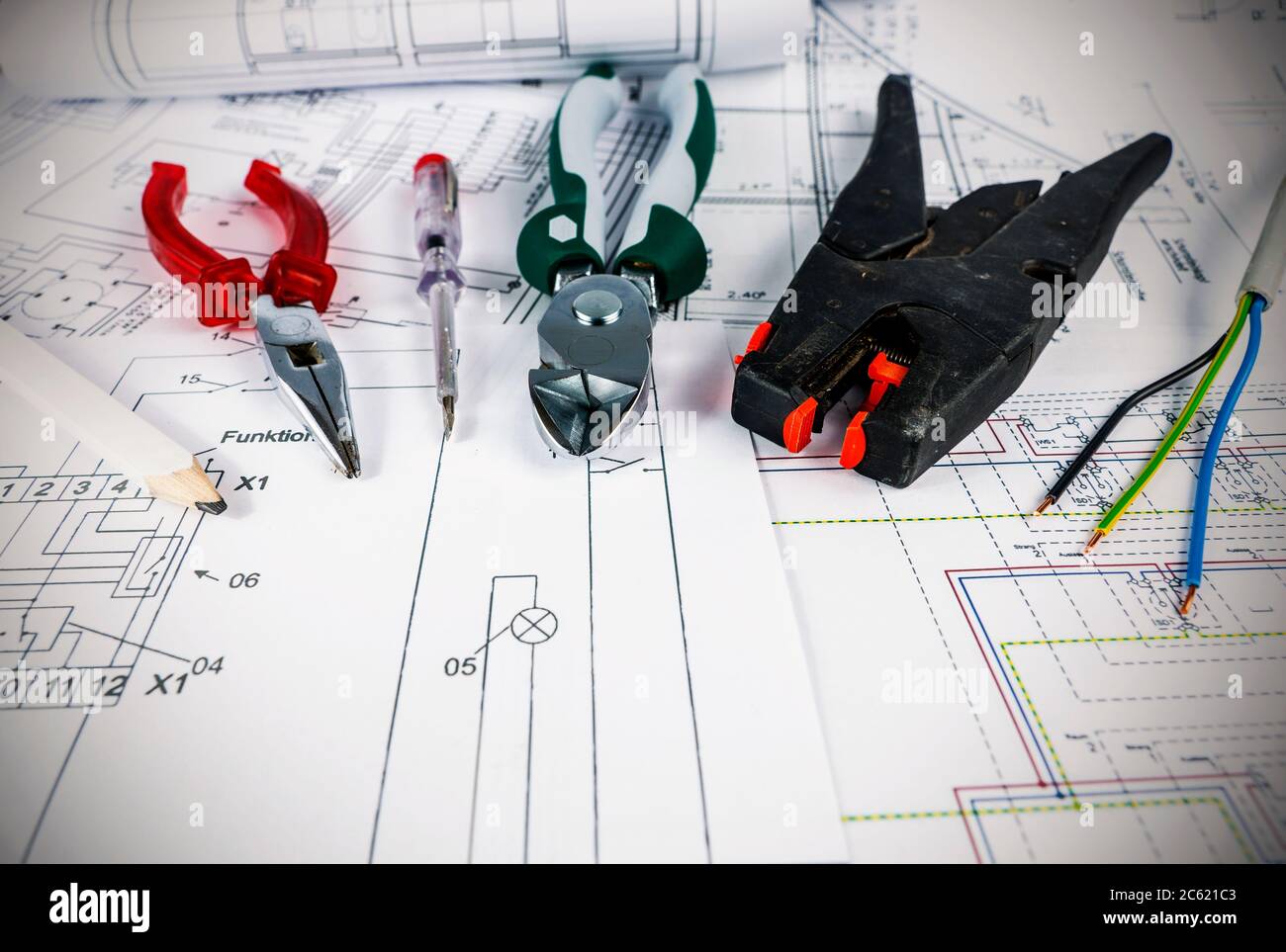Planning electrical house installation Stock Photo - Alamy