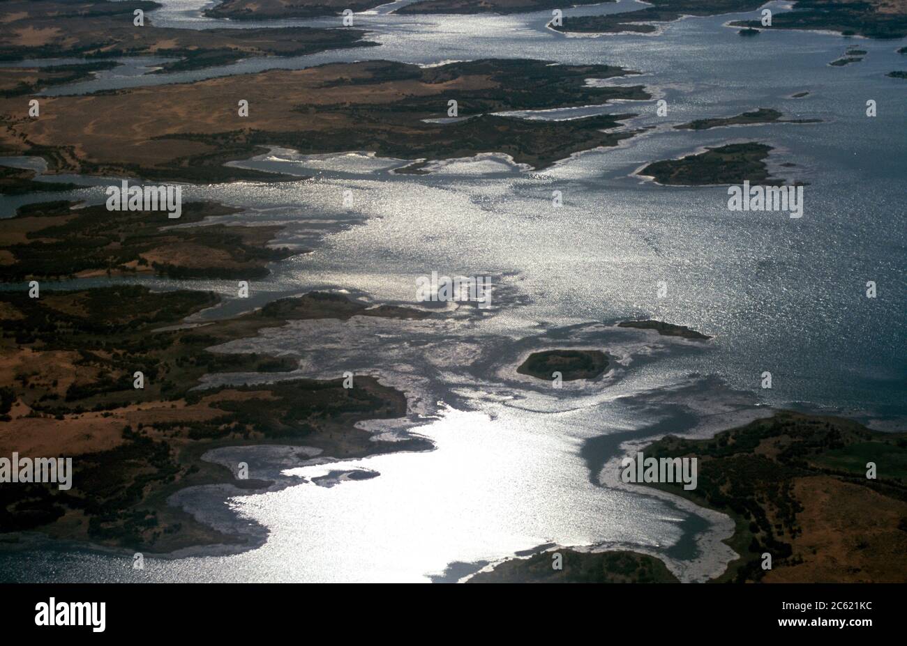Aswan Egypt Aerial View of Lake Nasser one of the largest Man-Made ...