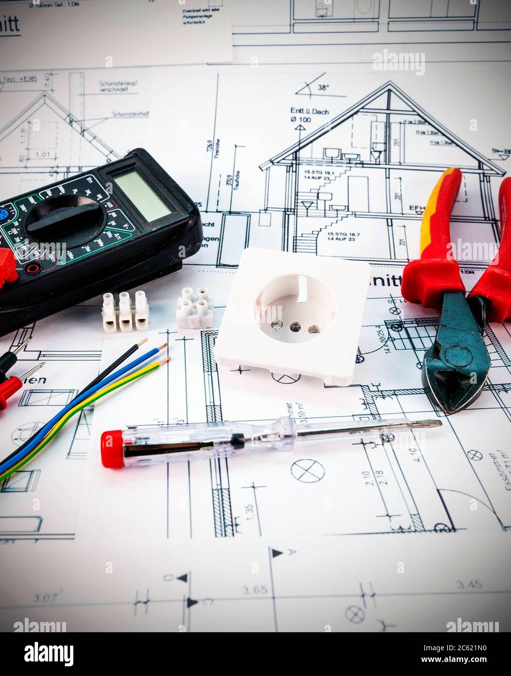 Planning electrical house installation Stock Photo - Alamy
