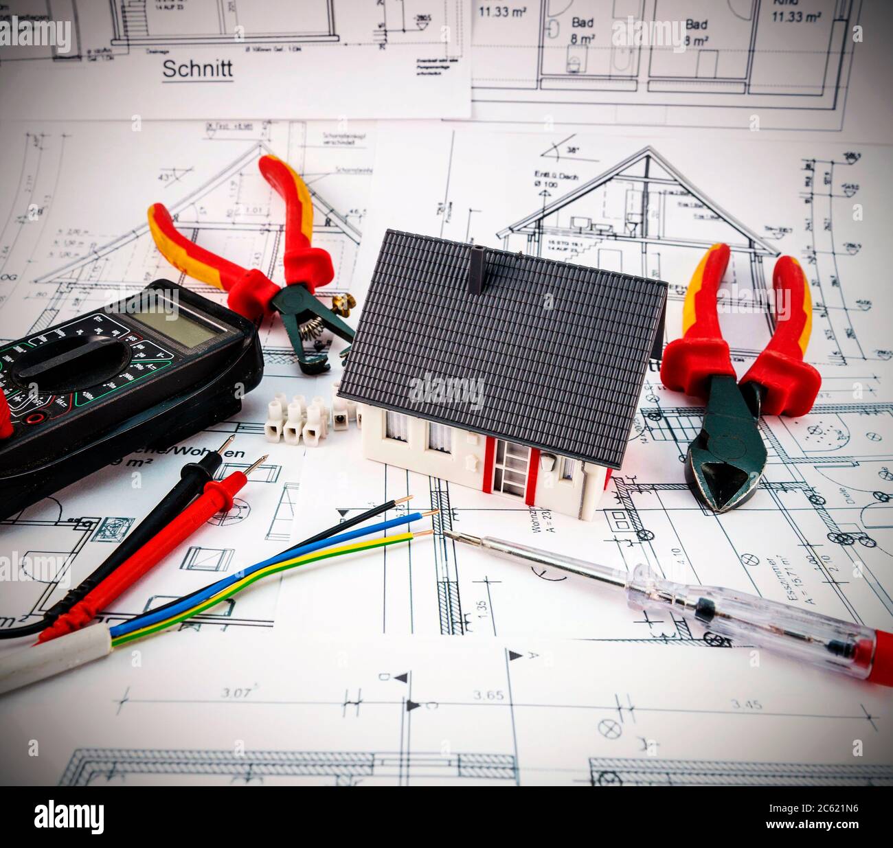 Planning electrical house installation Stock Photo - Alamy