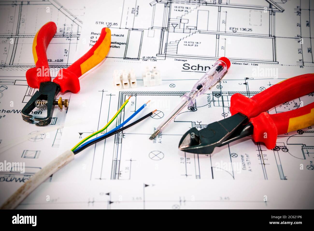 Planning electrical house installation Stock Photo - Alamy