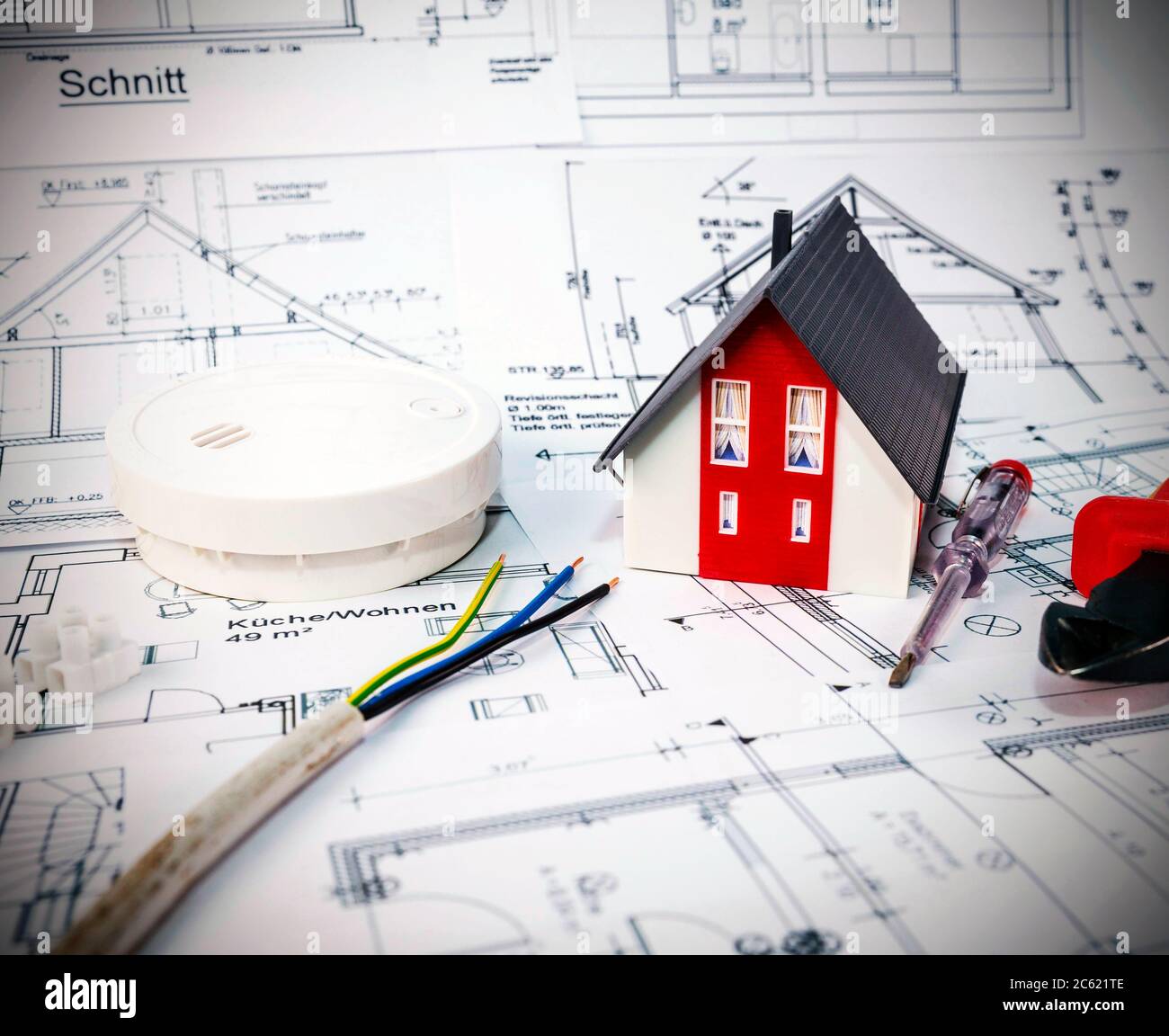 Planning electrical house installation Stock Photo - Alamy