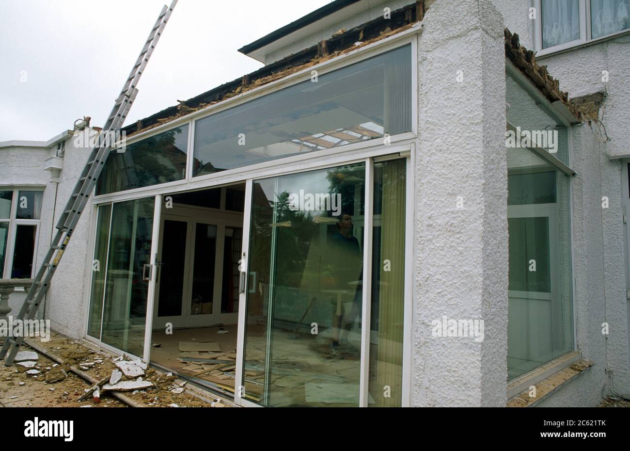 Demolishing a Conservatory Stock Photo - Alamy