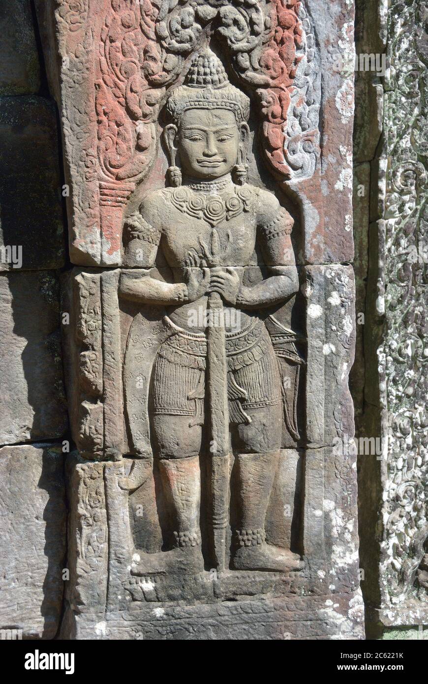 The Statues guard of Ta Prohm temple at Angkor Wat, Cambodia Stock ...