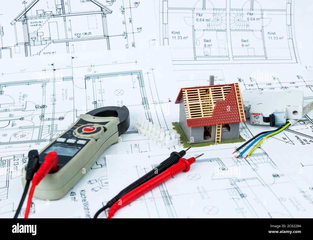 Planning electrical house installation Stock Photo - Alamy