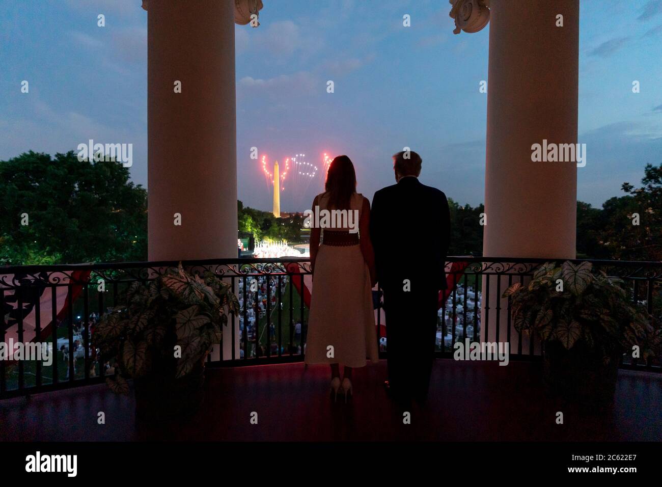 U.S. President Donald Trump and First Lady Melania Trump watch the ...