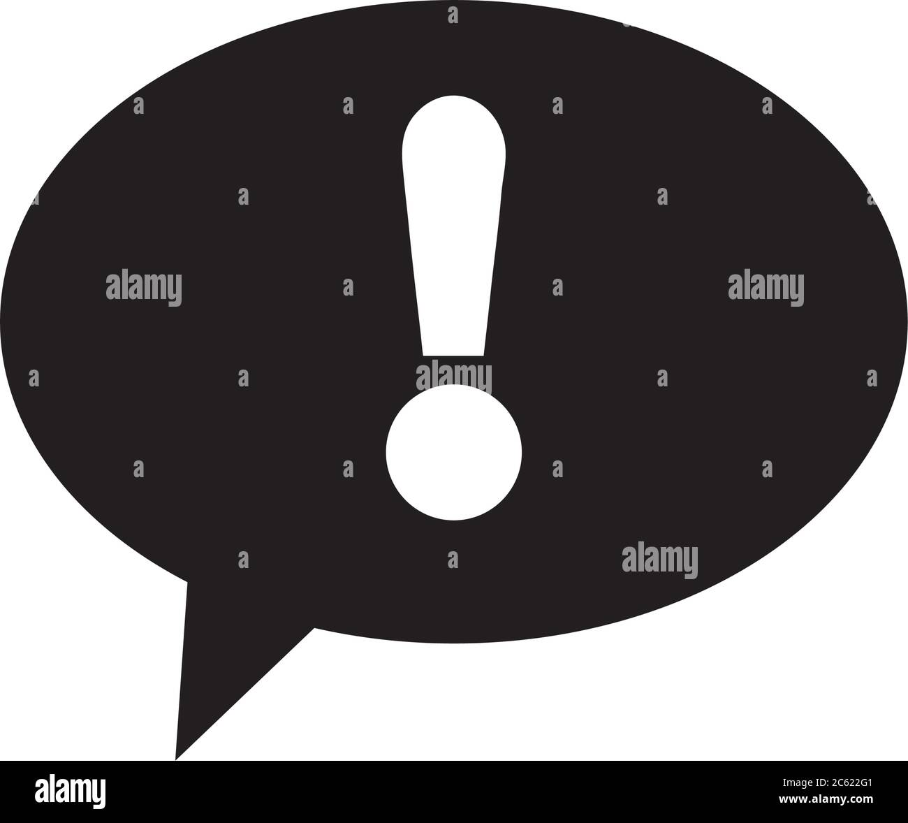 speech bubble with exclamation mark icon over white background ...