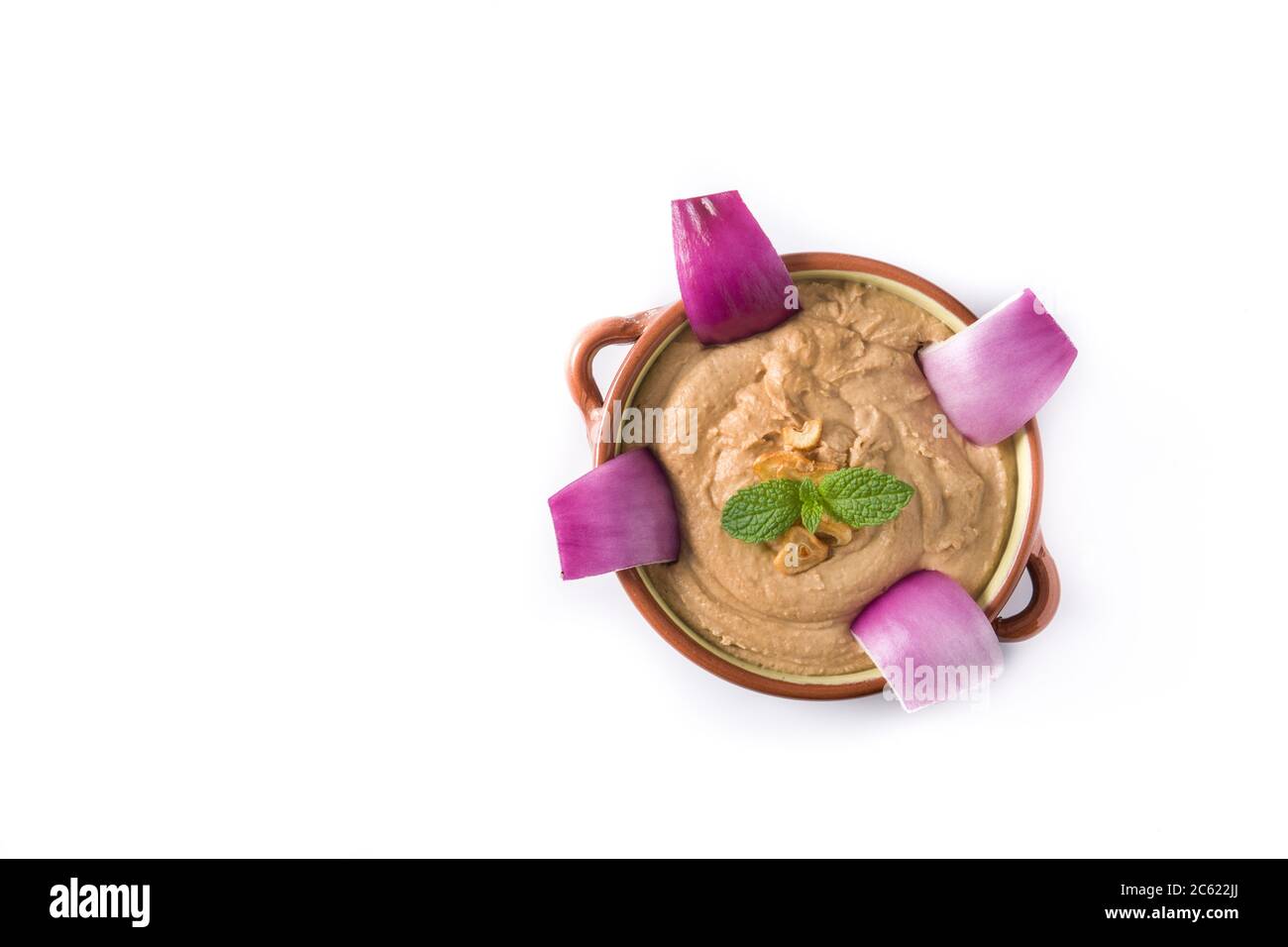 Gofio escaldado in bowl isolated on white background. Canarian food ...