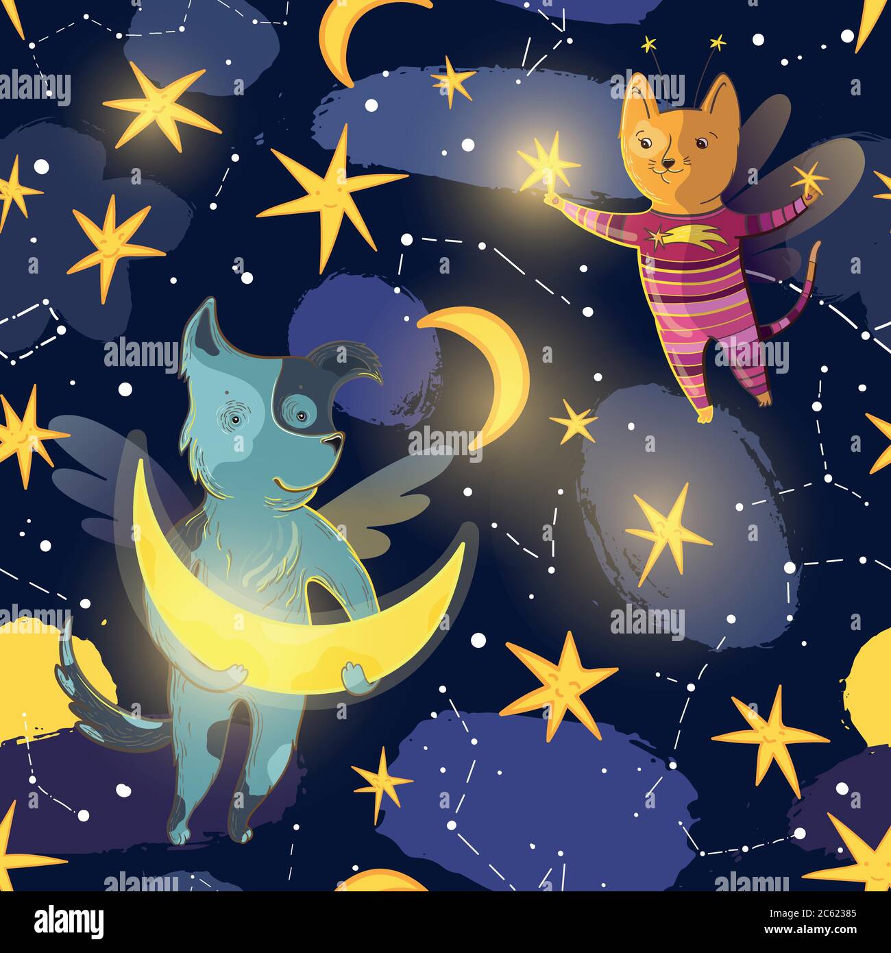 Cat moon vector design Stock Vector Images - Alamy