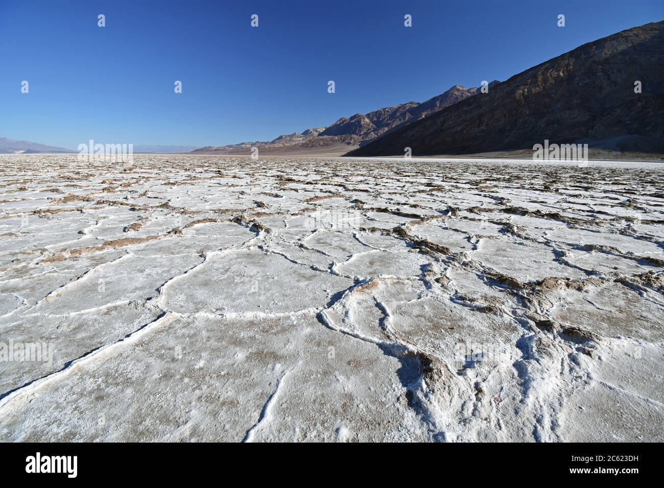 The salt flats of Badwater Basin in Death Valley National Park. The ...