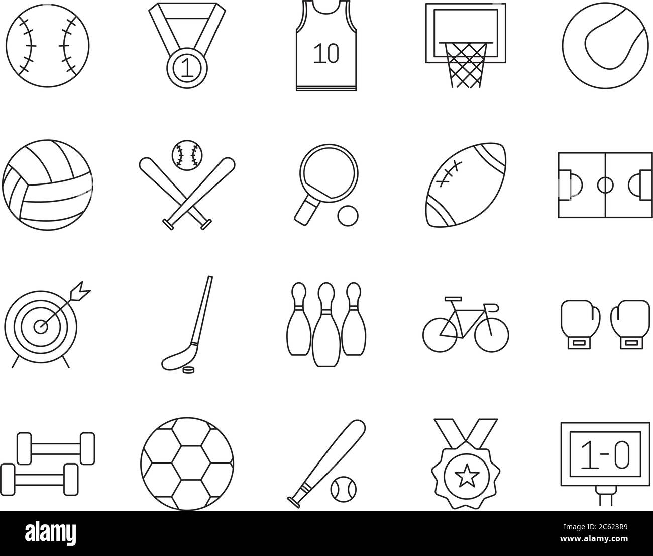 line style icon set design, Sport hobby competition and game theme ...