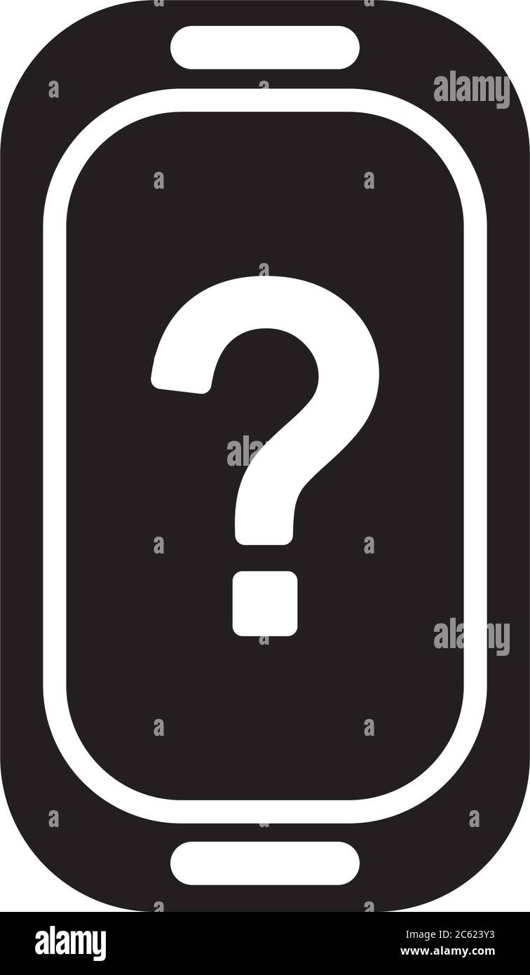 smartphone with question mark icon on screen over white background ...