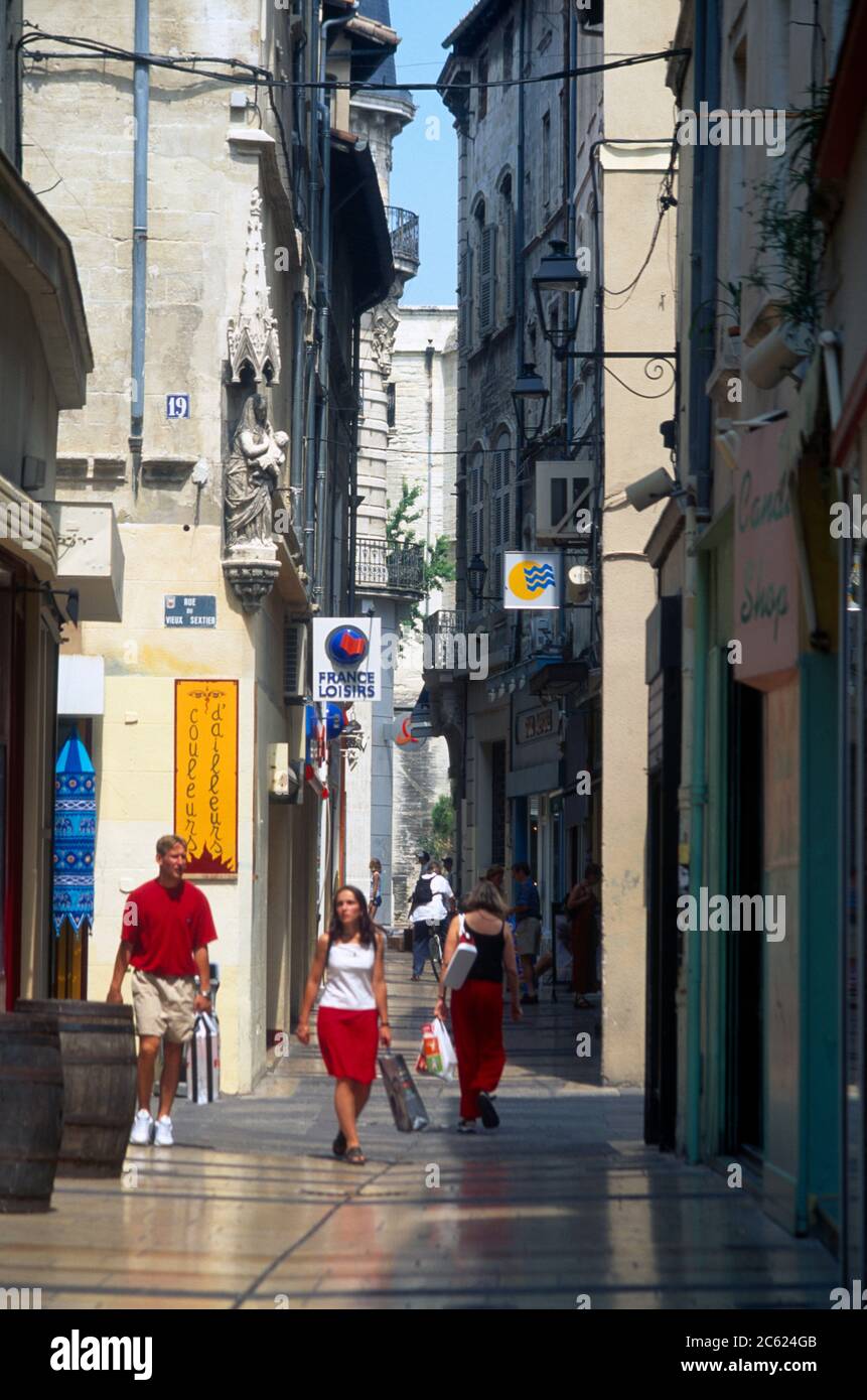 Avignon Provence France People Shopping in Narrow Streets Stock Photo ...