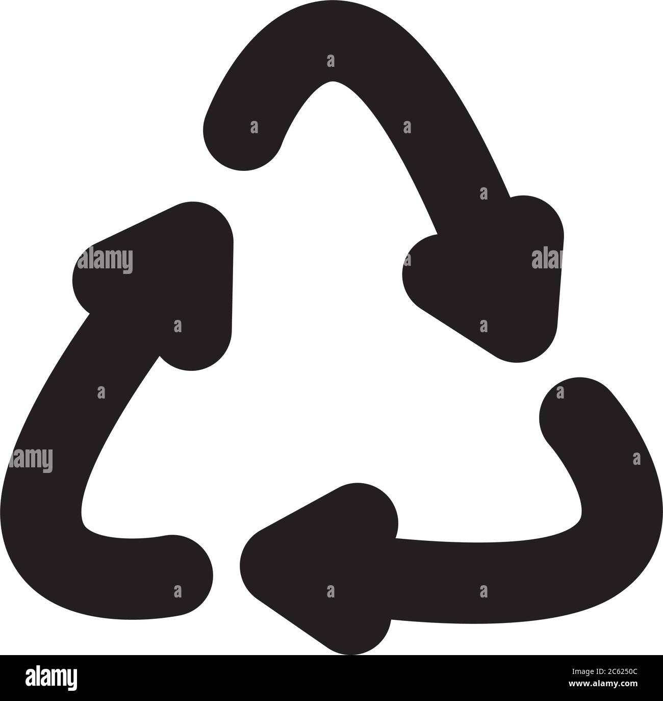 recycle arrows icon over white background, silhouette style, vector ...