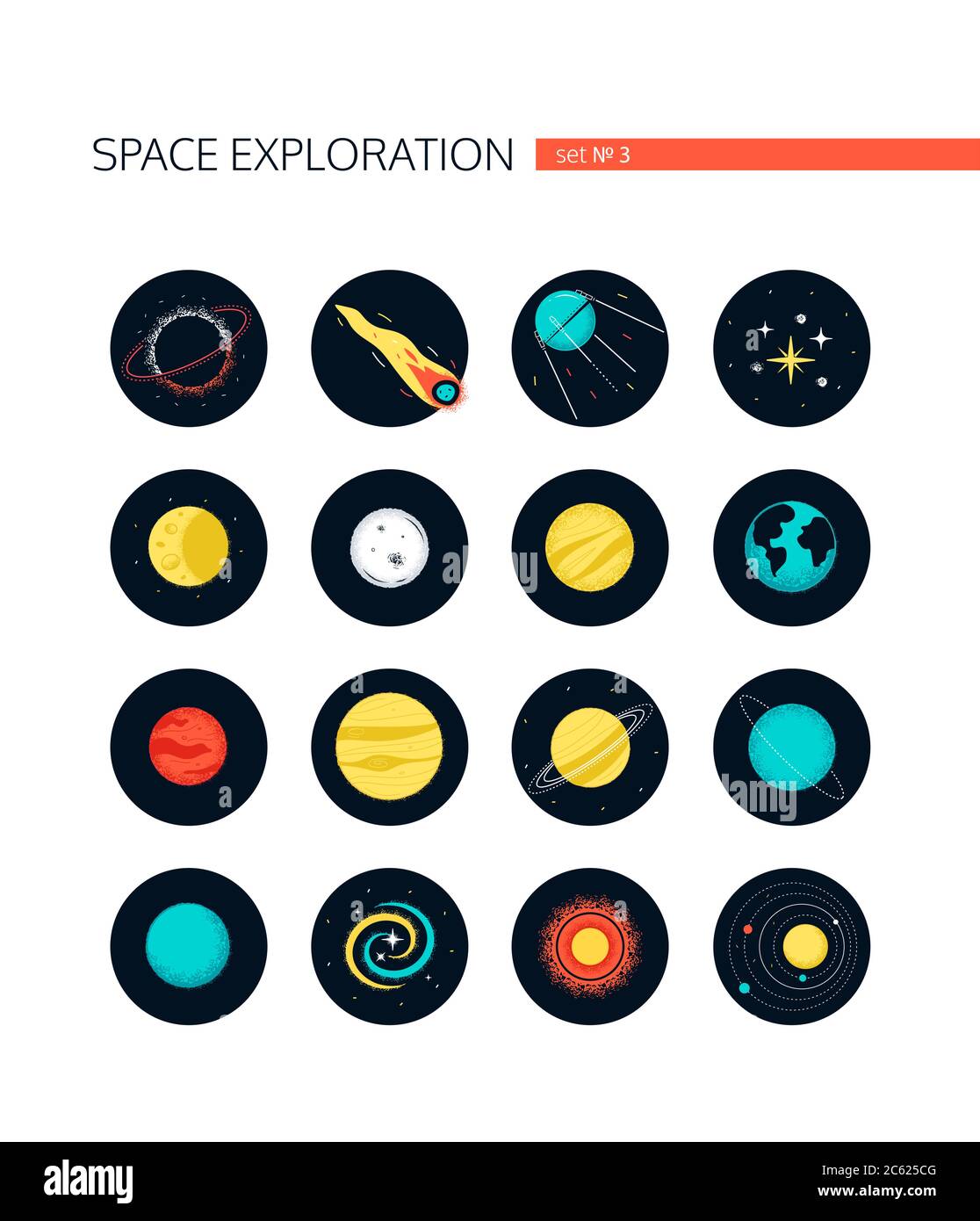 Space objects - colorful flat design style icons Stock Vector Image ...