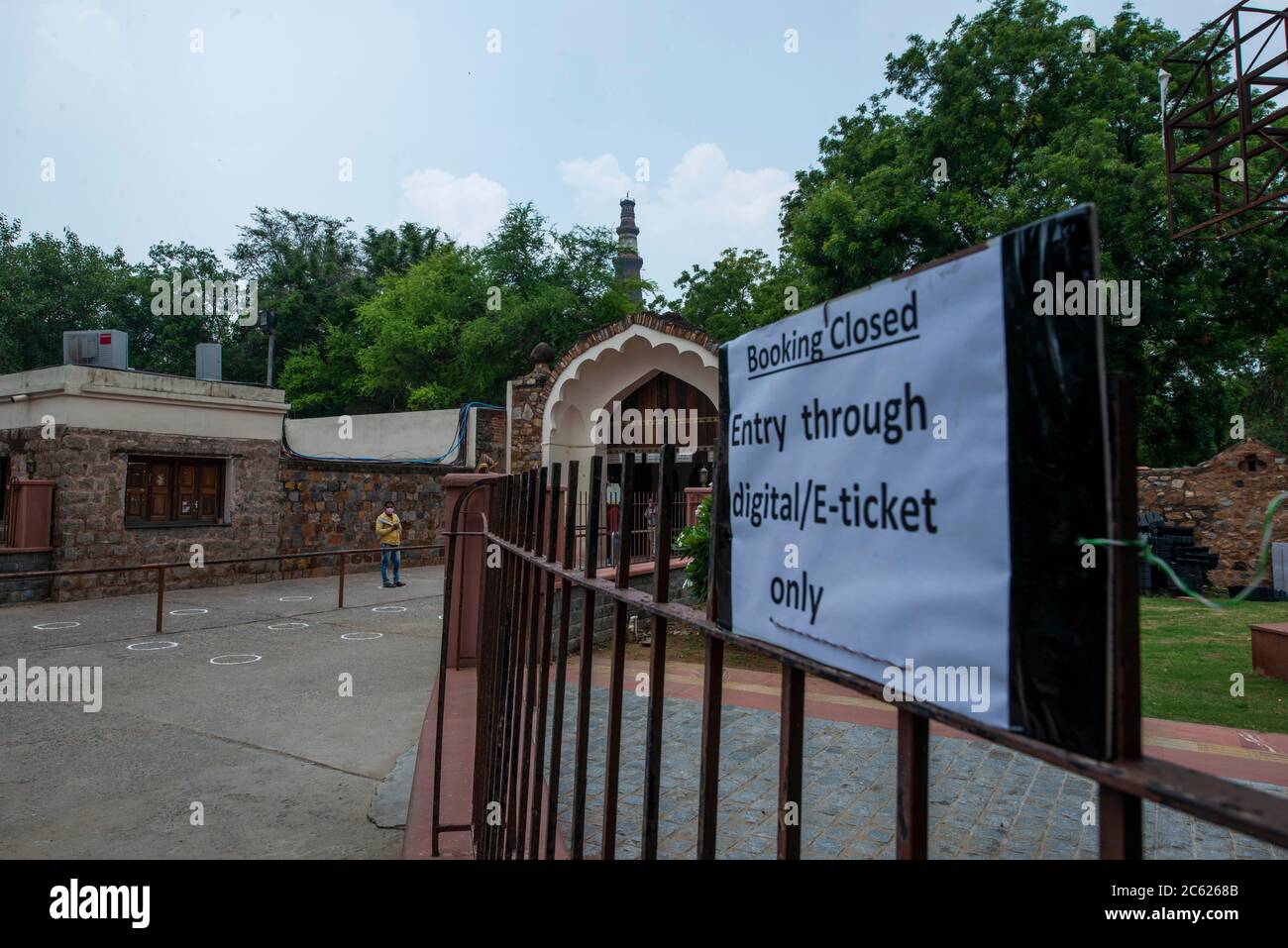 Notice board reading entry through Digital/E-tickets only seen at Qutub ...