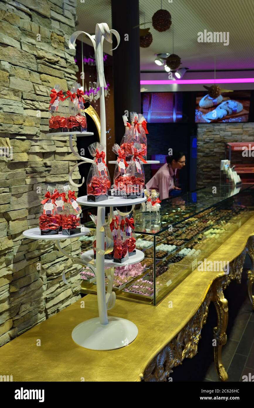 LUCERNE, SWITZERLAND - JUNE 14, 2017: Traditional swiss cafe interior ...