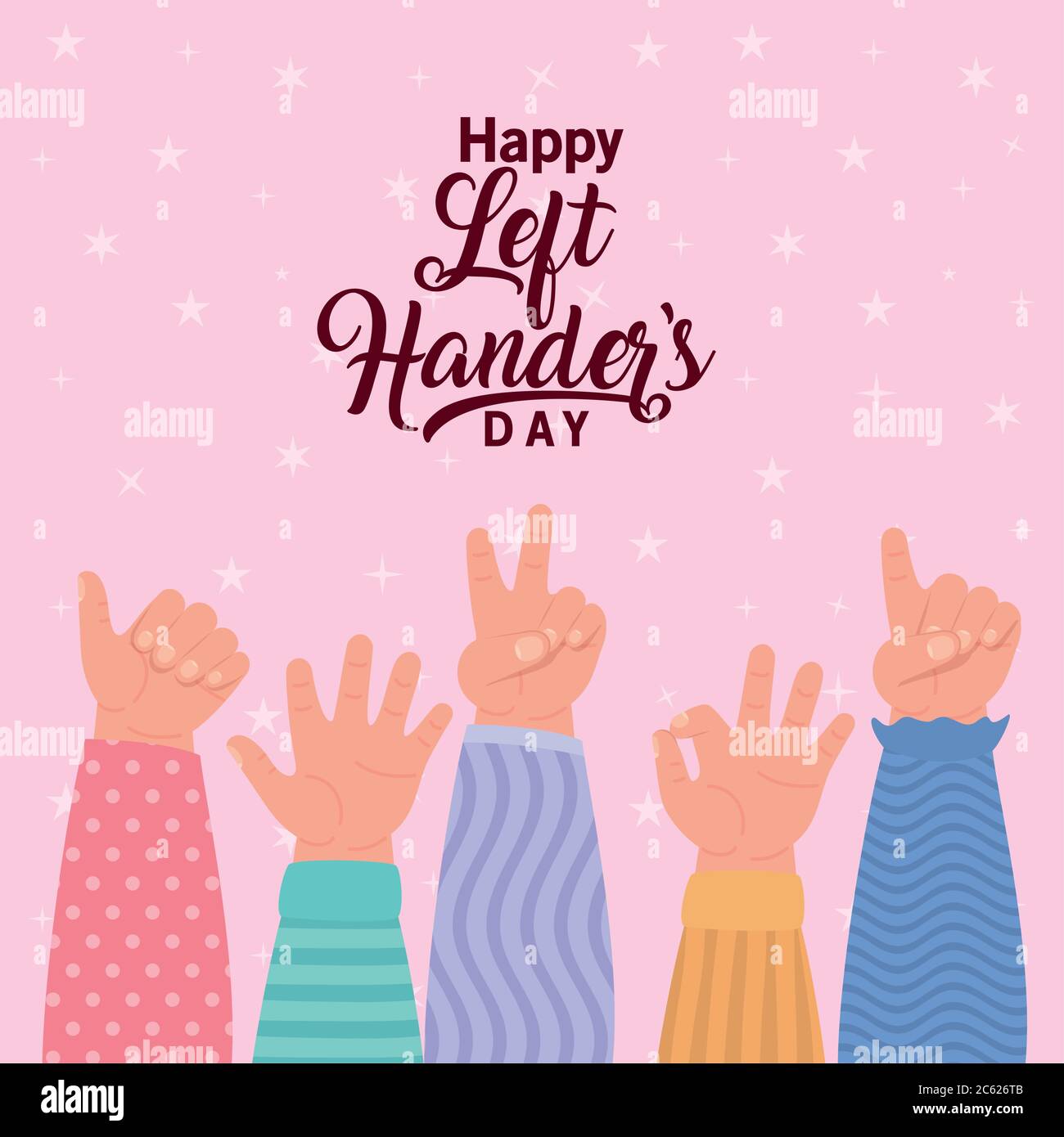 sign with hands and happy left handers day text design of Holiday and ...