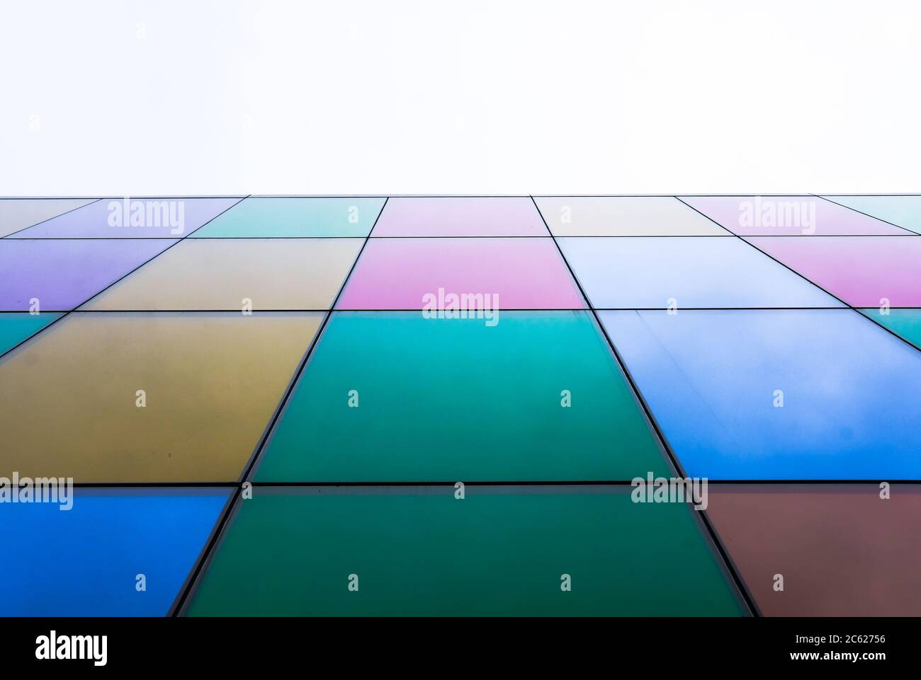 Modern, coloured glass tech building shown in abstract form Stock Photo ...