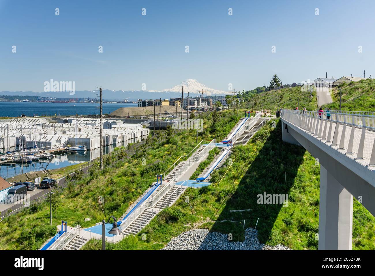 Staris with slides at Ruston, Washington Stock Photo - Alamy