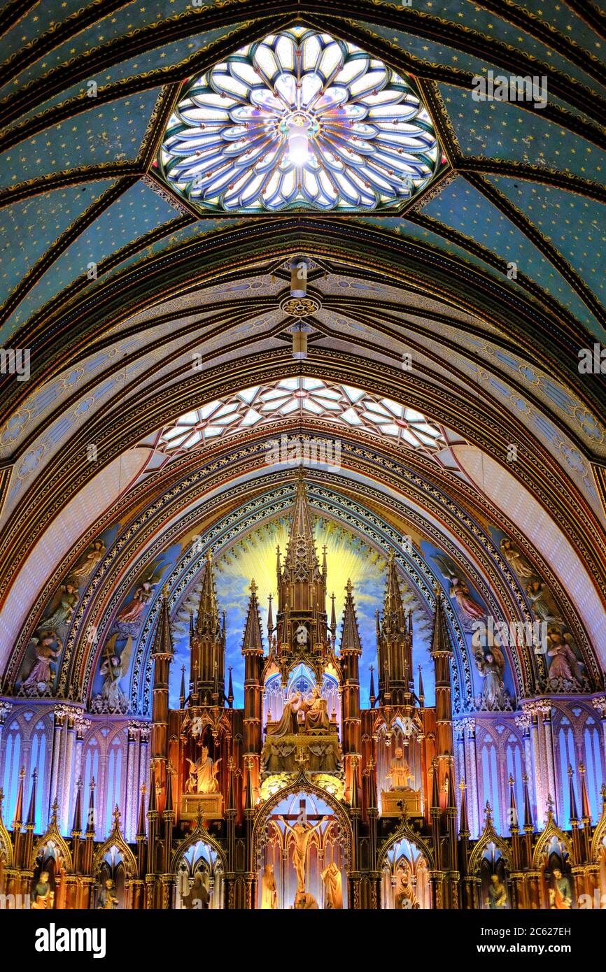 Impressive lighting seen within a large Cathedral showing the detail of ...