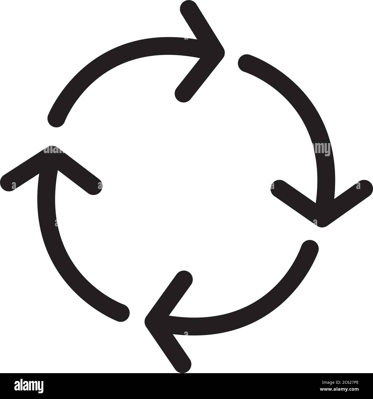 circle arrows icon over white background, silhouette style, vector ...