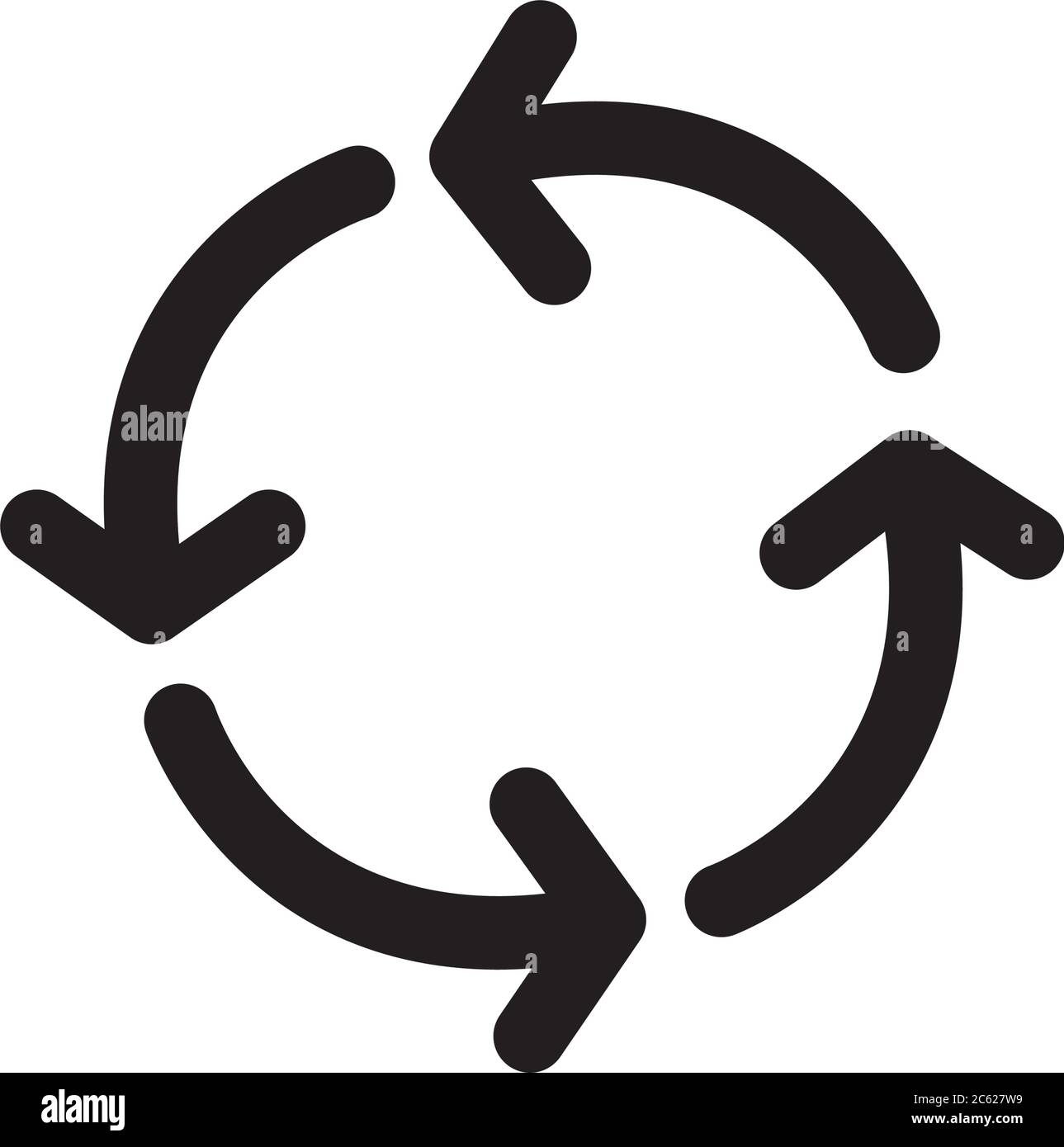 four arrows in circle shape over white background, silhouette style ...