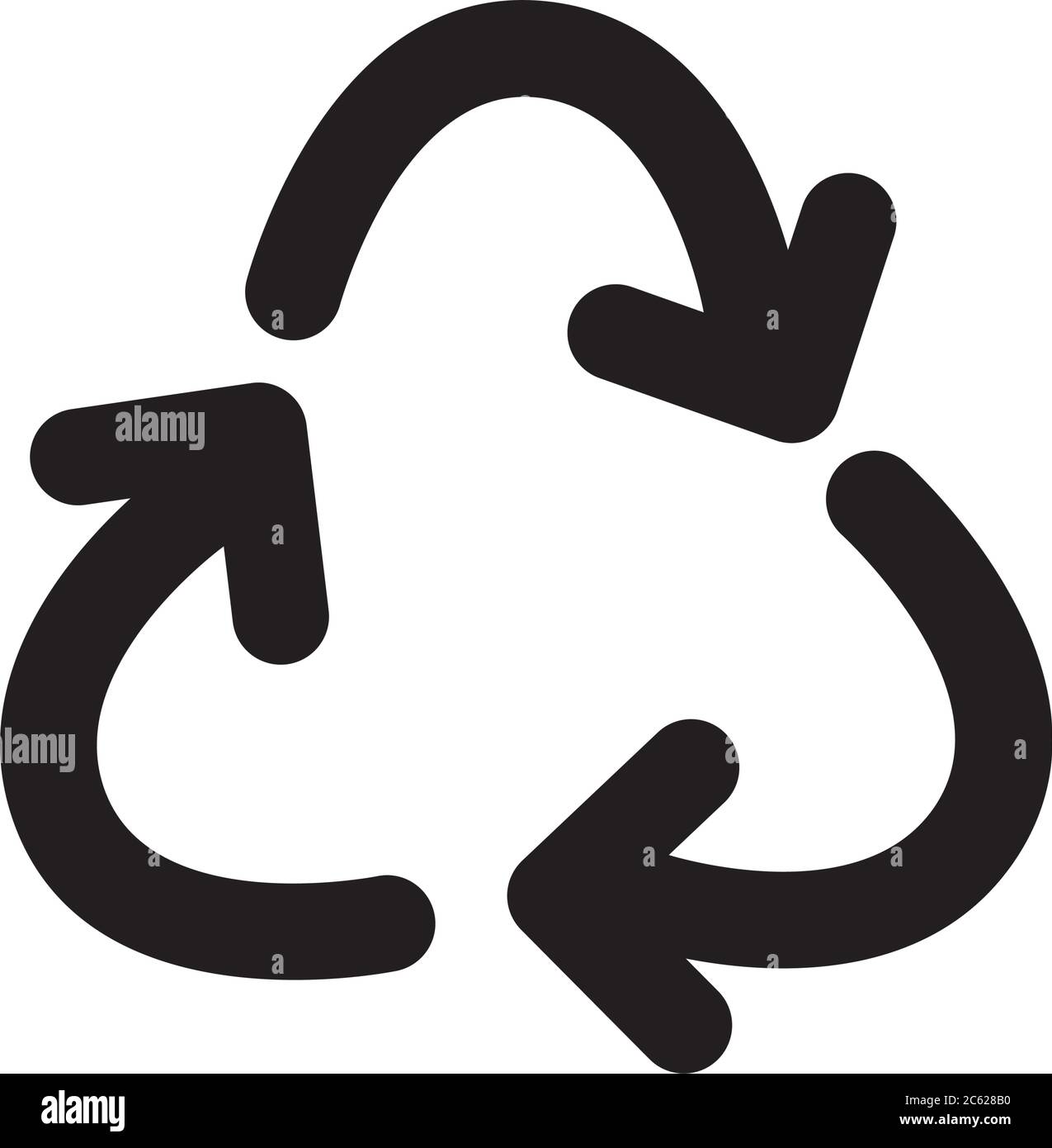 recycle symbol icon over white background, silhouette style, vector ...