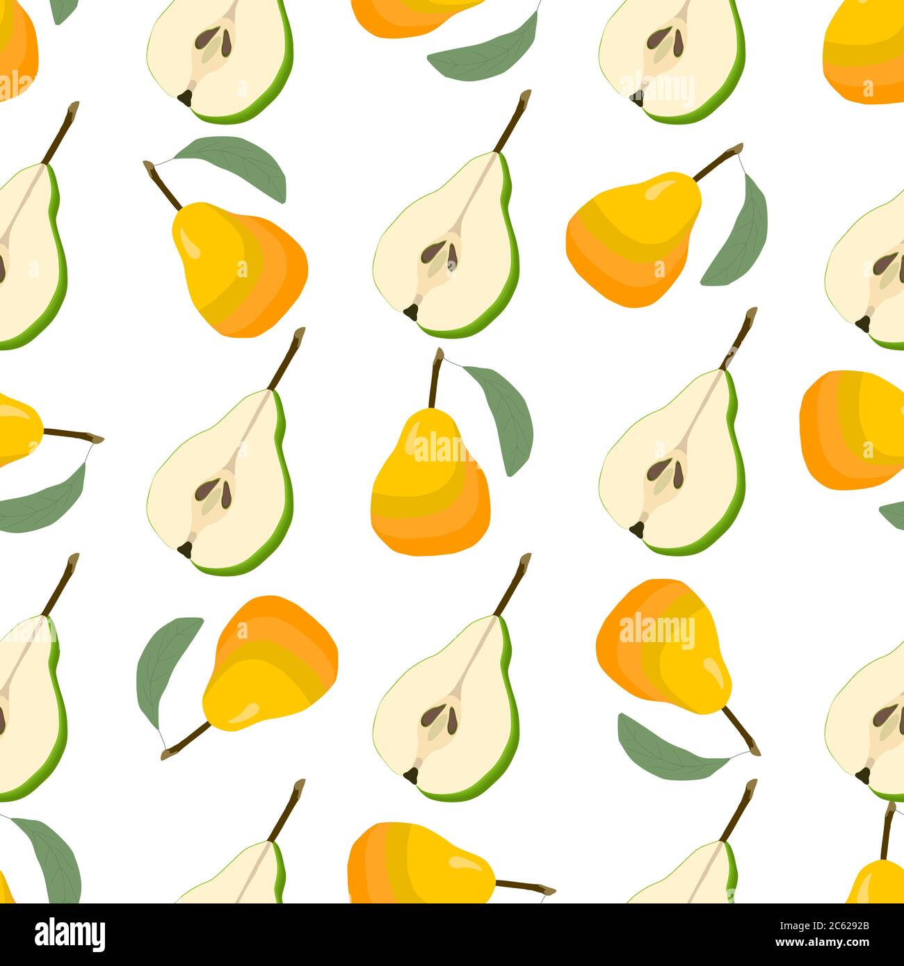 Illustration on theme big colored seamless pear, bright fruit pattern ...