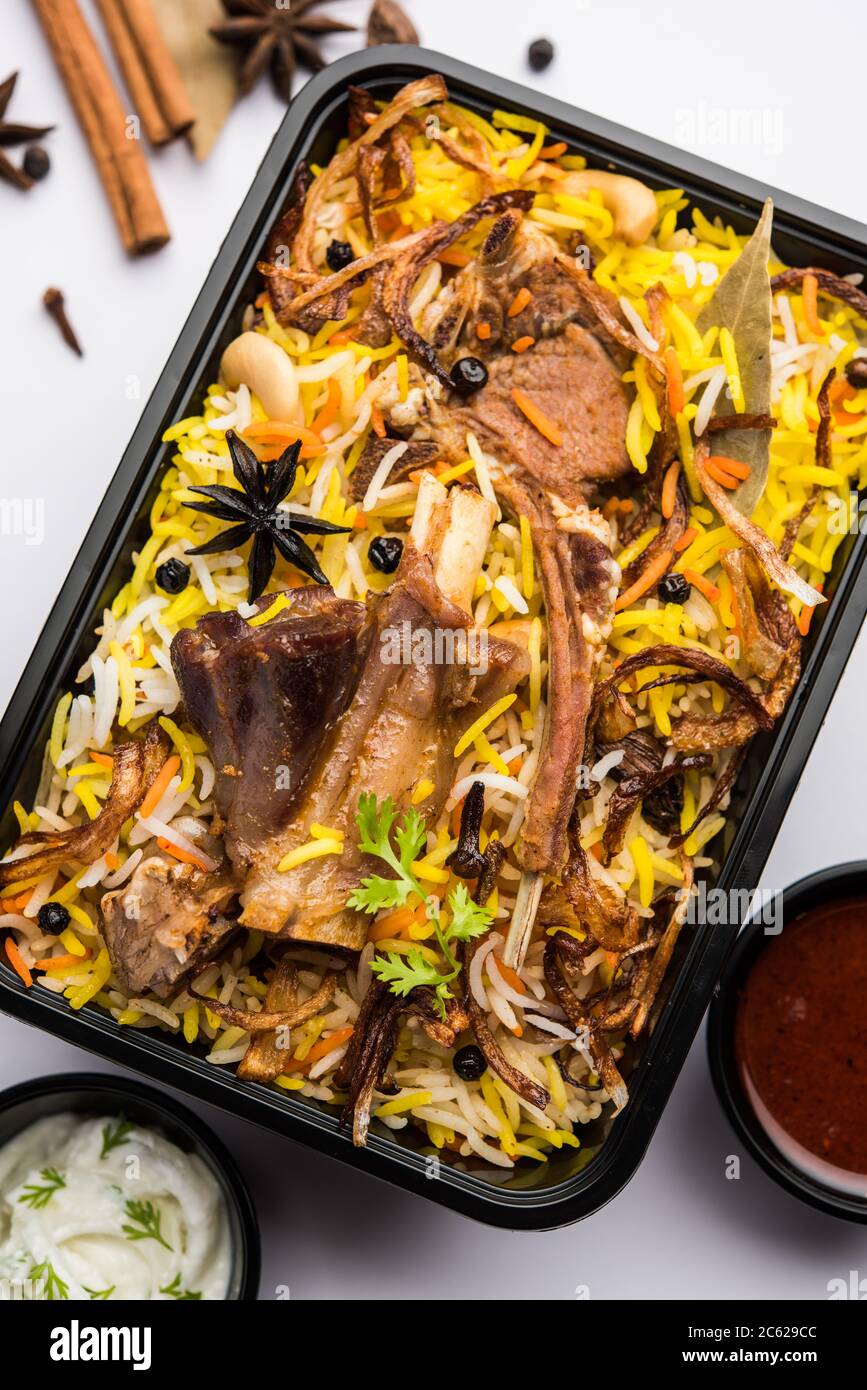 Restaurant style Gosht or Mutton Biryani or Pulao packed for home ...