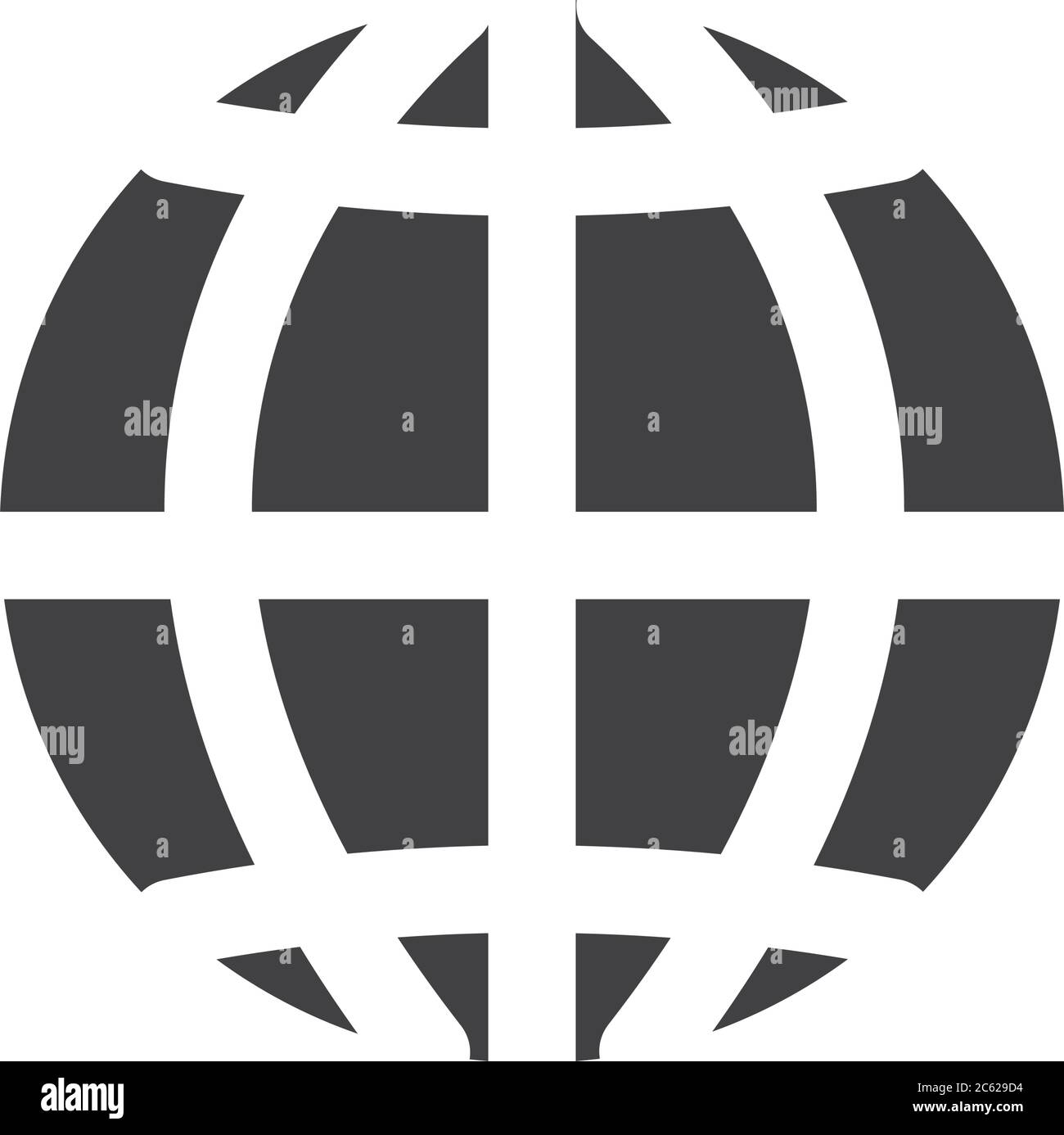 global network sphere icon over white background, silhouette style ...