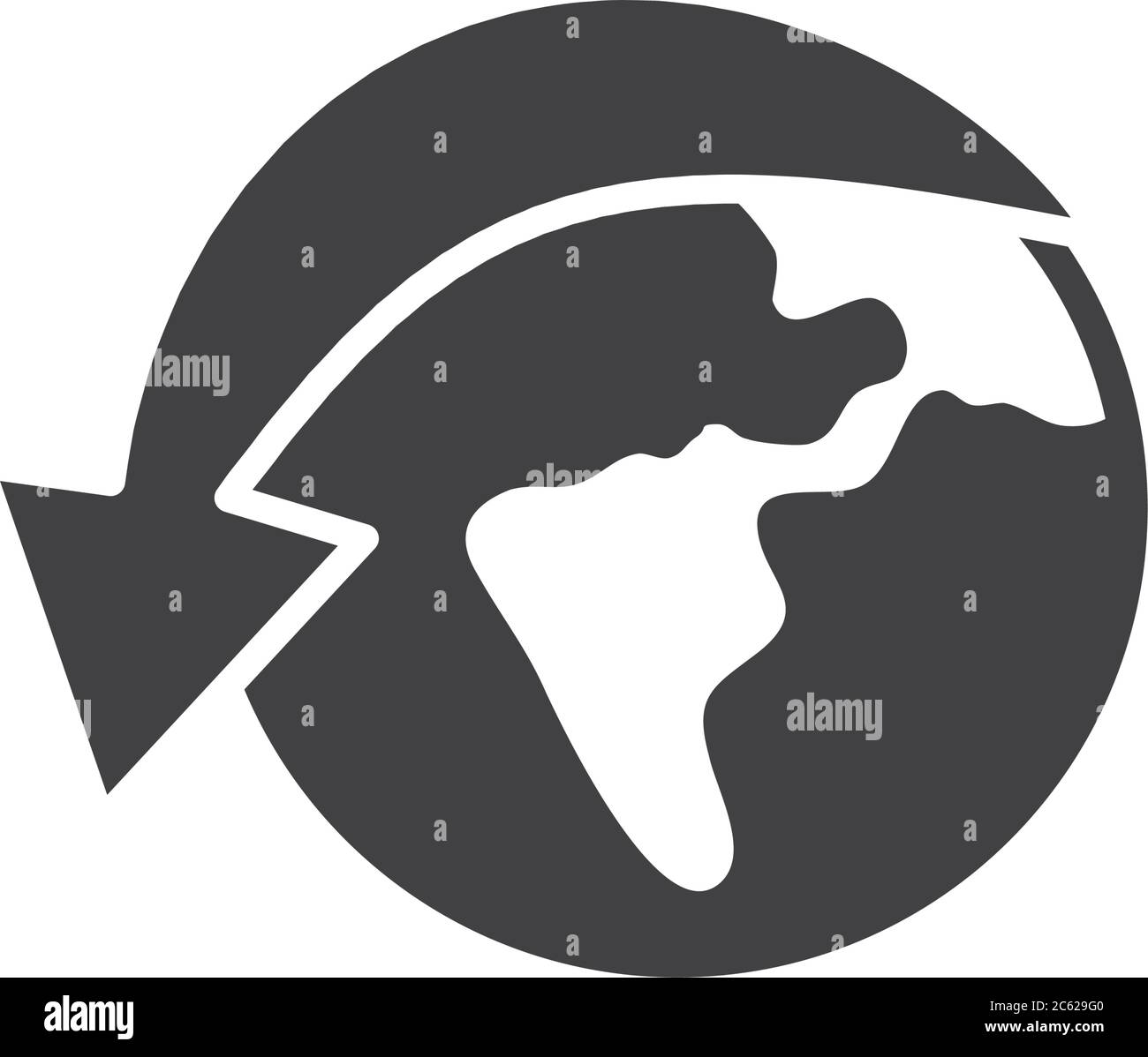 arrow and earth planet icon over white background, silhouette style ...