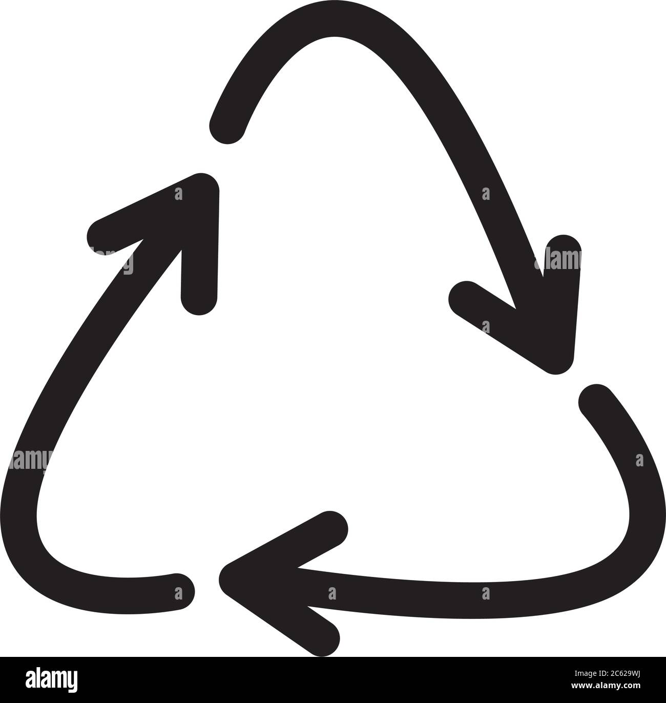 recycling arrows symbol over white background, line style, vector ...
