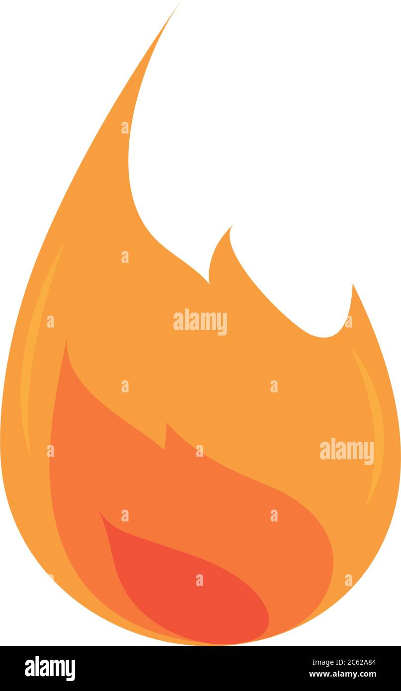 fire flame burning hot glow flat design icon white background vector ...