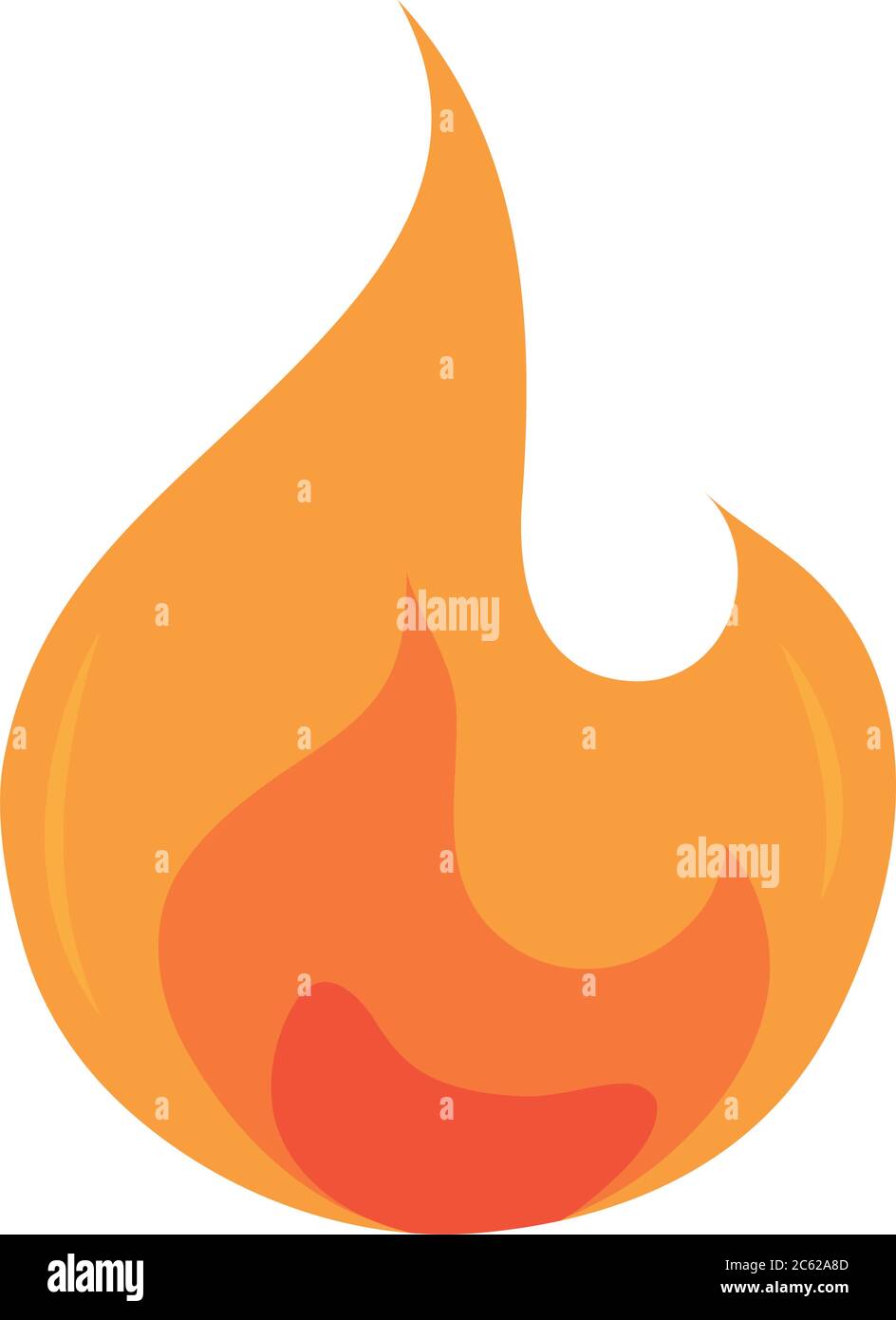 fire flame burning hot glow flat design icon white background vector ...