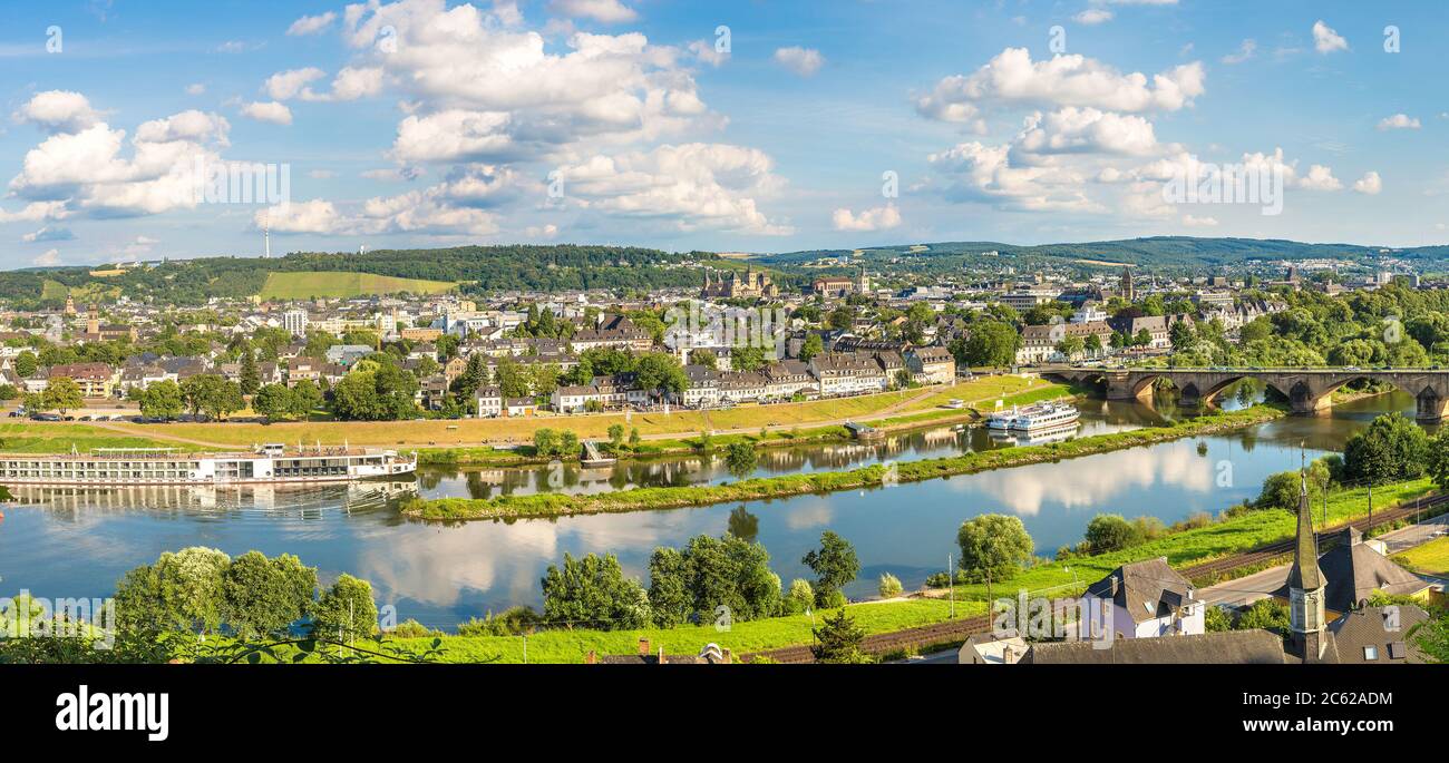 Panoramic aerial view of Trier in a beautiful summer day, Germany Stock ...