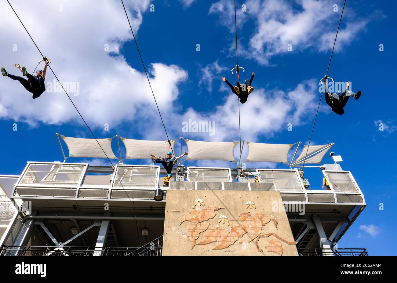 Scenic view showing the public wire slides next to the famous Niagara ...