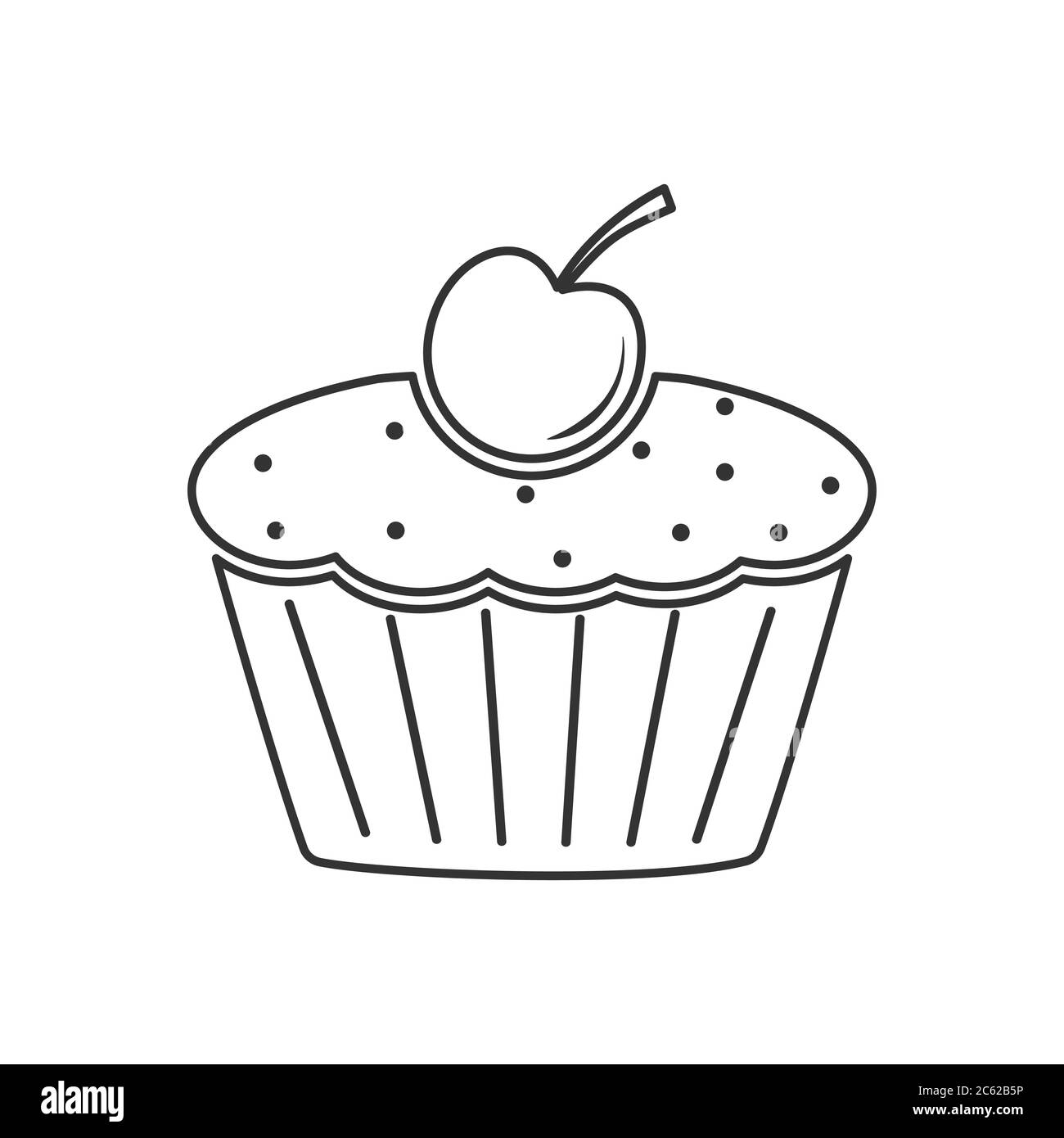 Icon muffin with cherries. Simple vector illustration for websites and ...