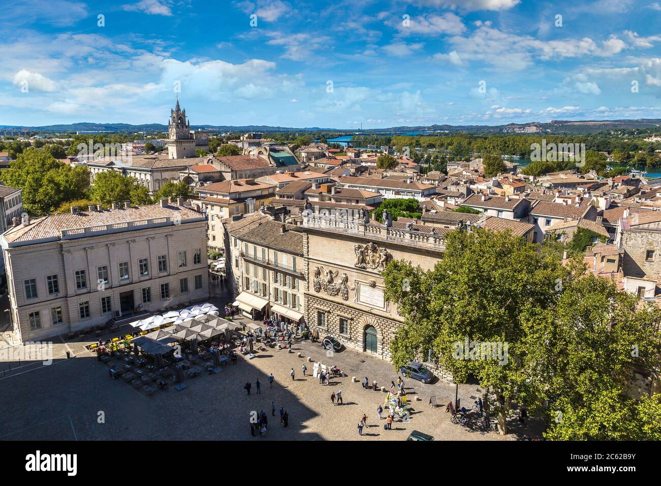 Panoramic aerial view of Avignon in a beautiful summer day, France ...