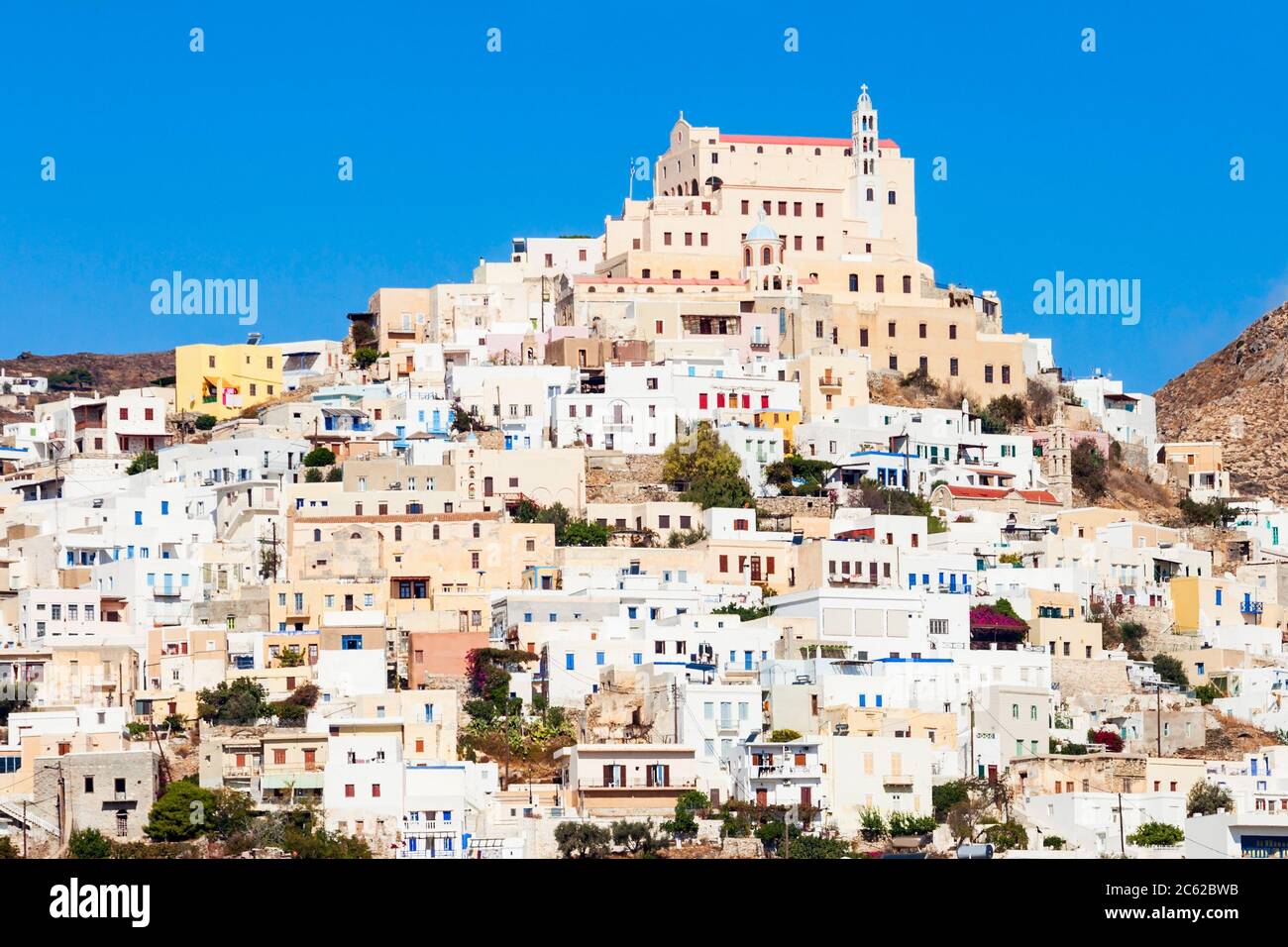 Ano Syros city on the Syros island. Syros or Siros is a Greek island in ...