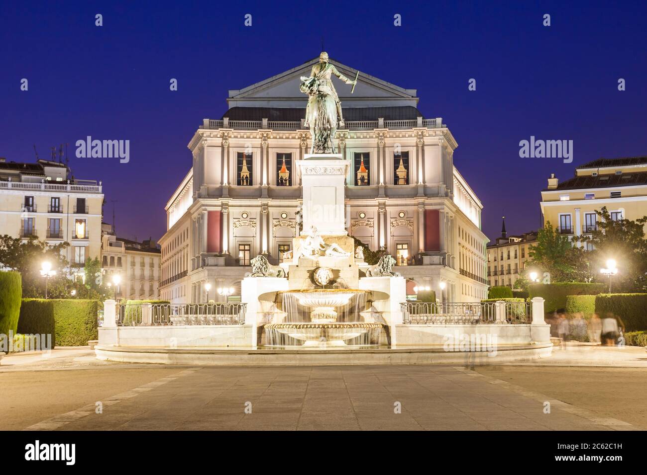 Philip IV of Spain monument and Teatro Real Royal Theatre, major opera ...