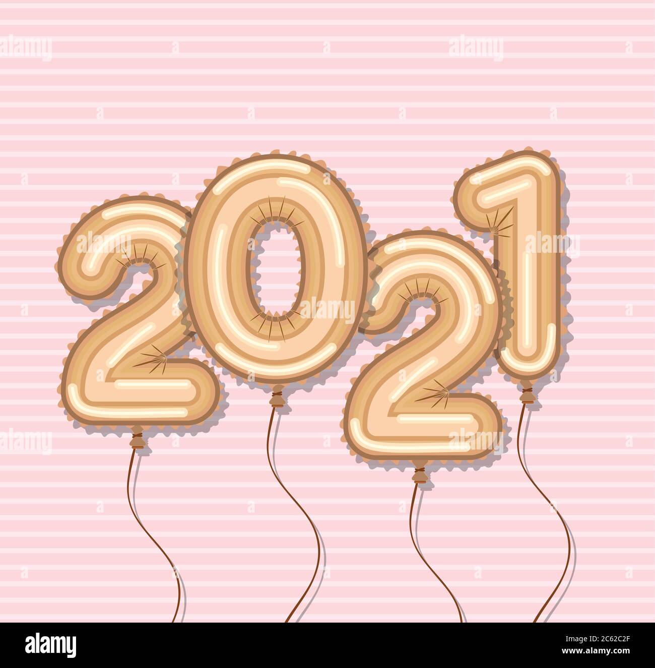 Happy new year 2021 gold balloons design, Welcome celebrate greeting ...