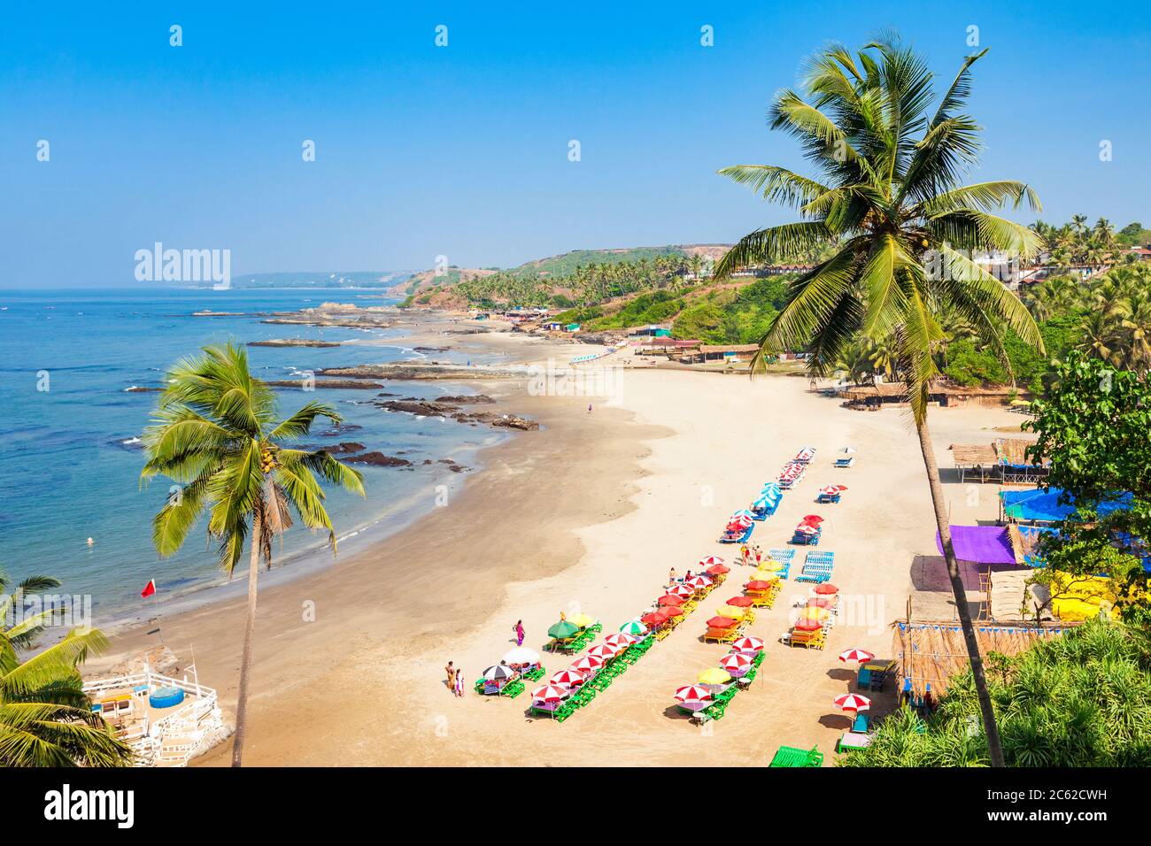 Vagator or Ozran beach aerial panoramic view in north Goa, India Stock ...