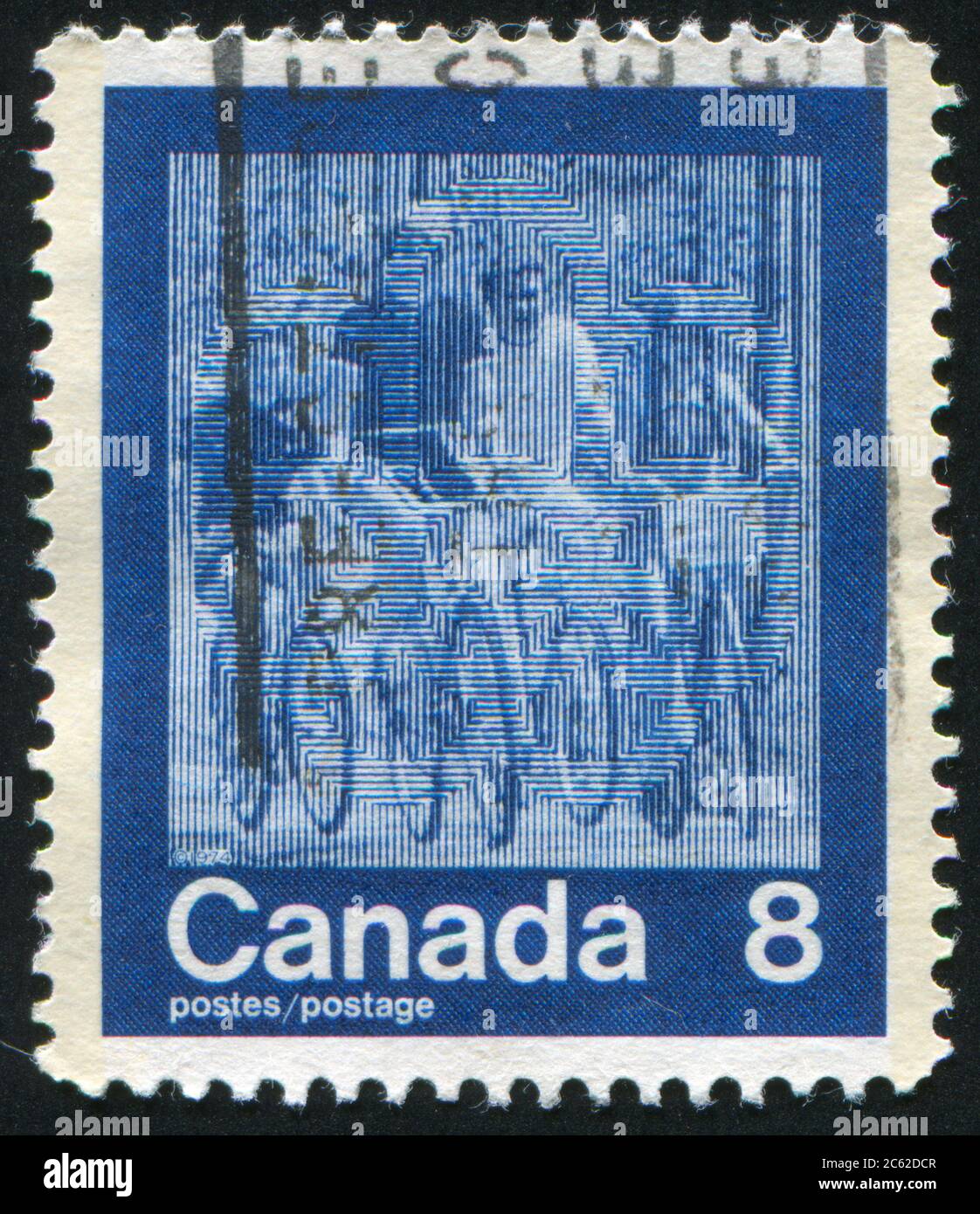 CANADA - CIRCA 1974: stamp printed by Canada, shows Bicycling family ...