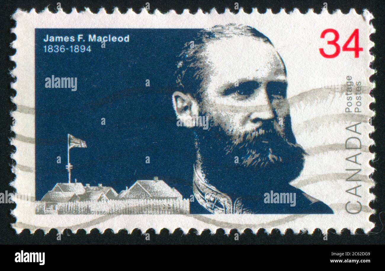 CANADA - CIRCA 1986: stamp printed by Canada, shows James F. Macleod ...
