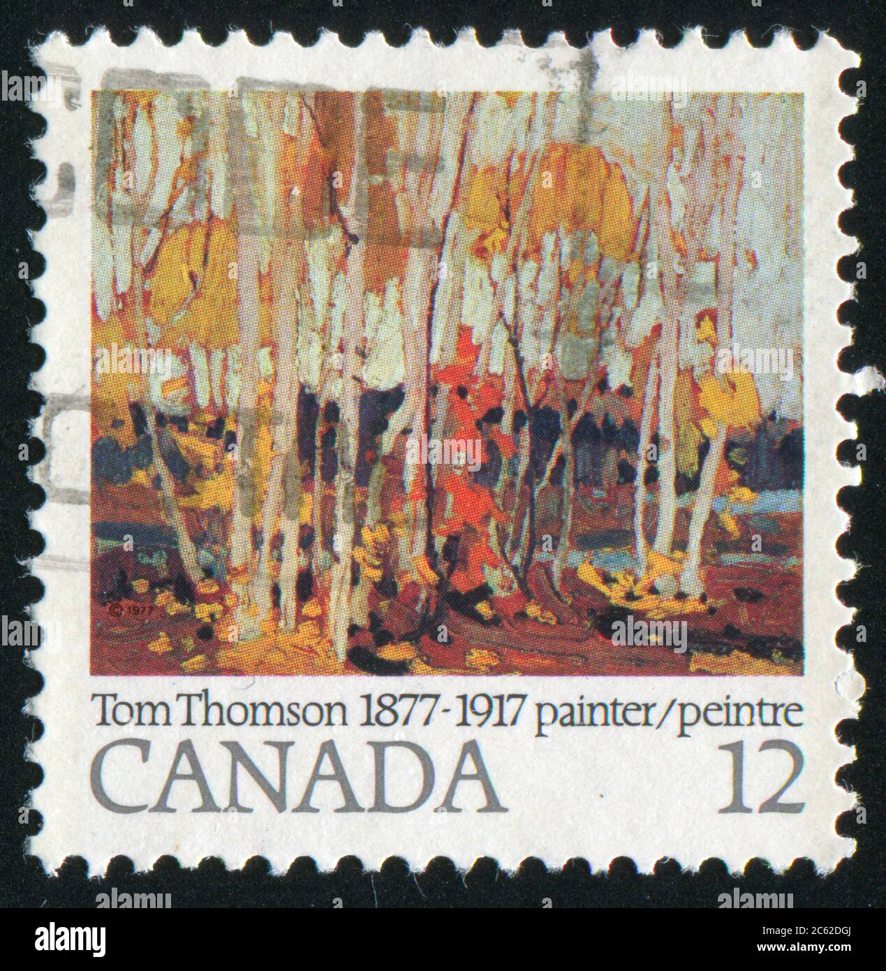CANADA - CIRCA 1977: stamp printed by Canada, shows Autumn Birches, by ...